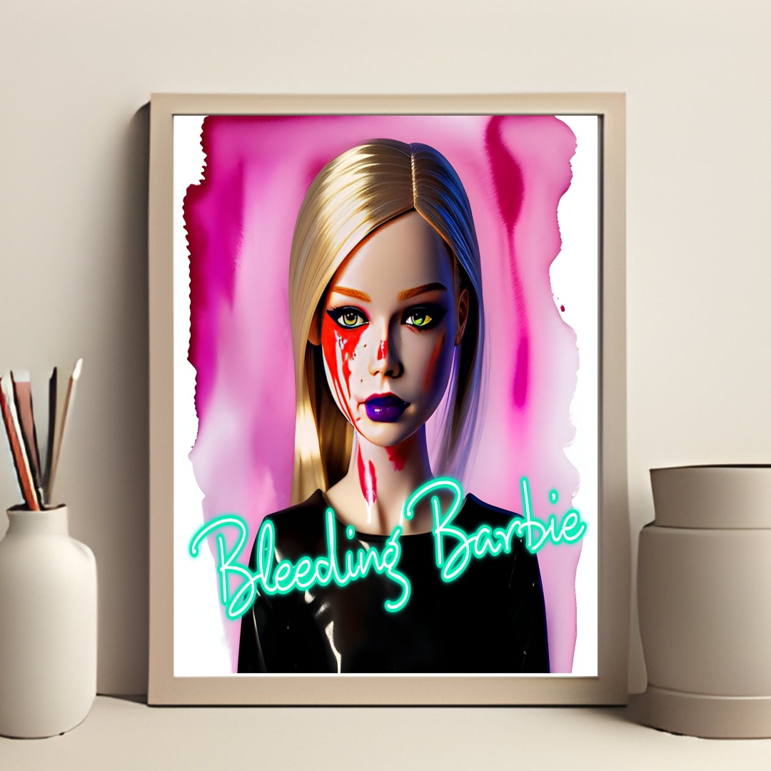 Bleeding Barbie Pink Poster | Cool Vibe Wall Art | Edgy Decor Dark ...