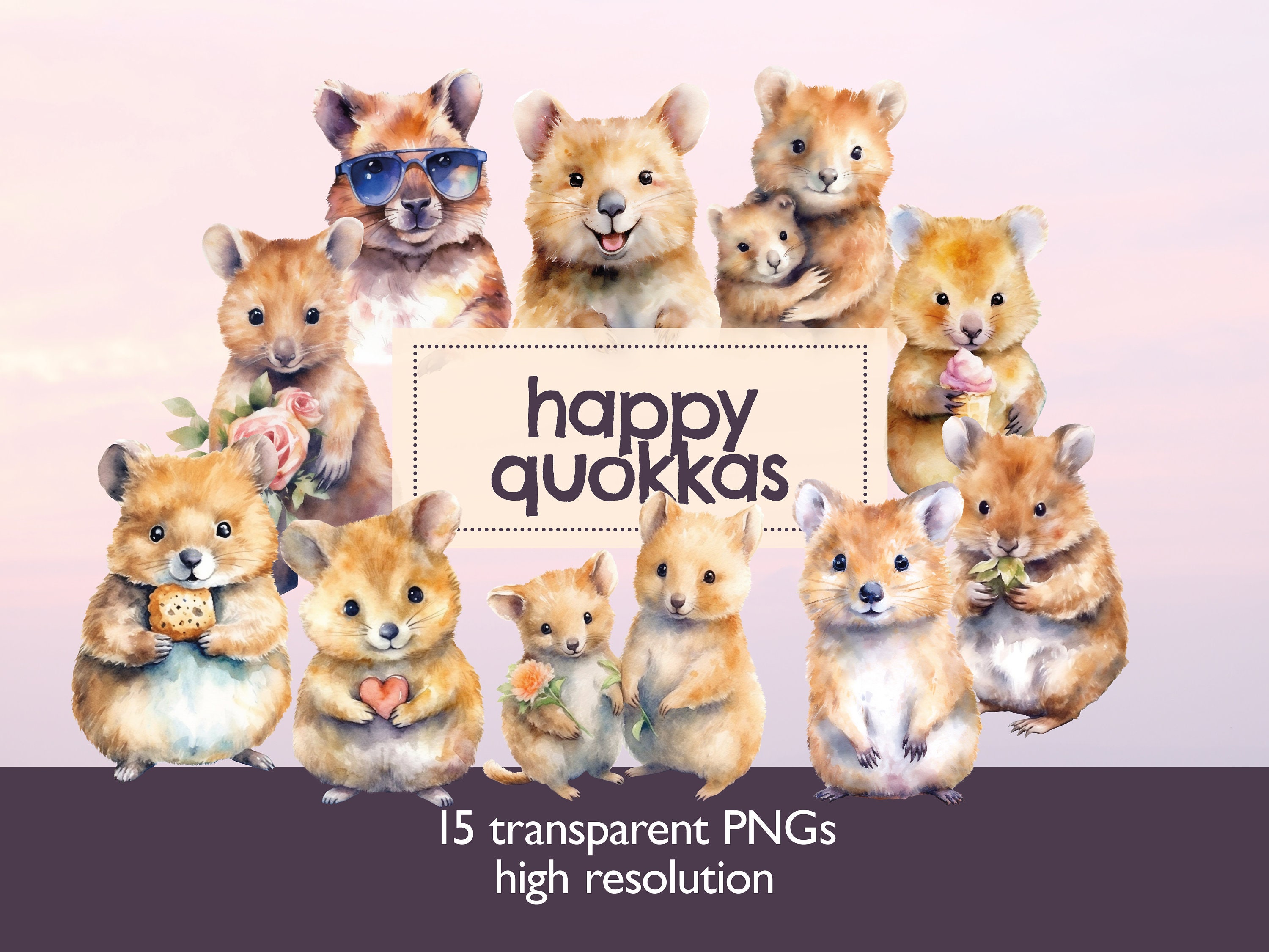 Happy Quokka Clipart Happiest Animal Sticker Transparent Background ...