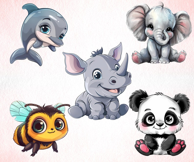 Cute Animals Clipart Bundle PNG Kids Animal Clipart Pack Cartoon ...