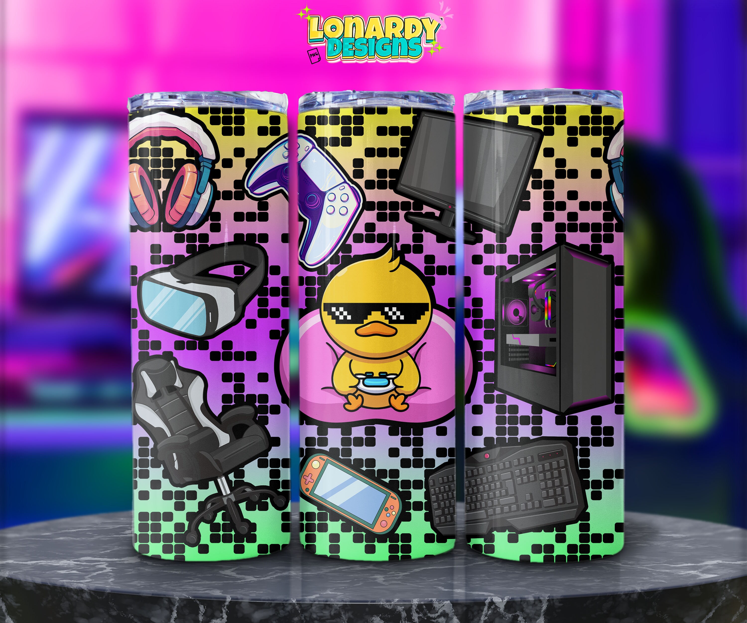 Gamer Duck Tumbler Wrap PNG Gaming Accessories Sublimation Design Game ...