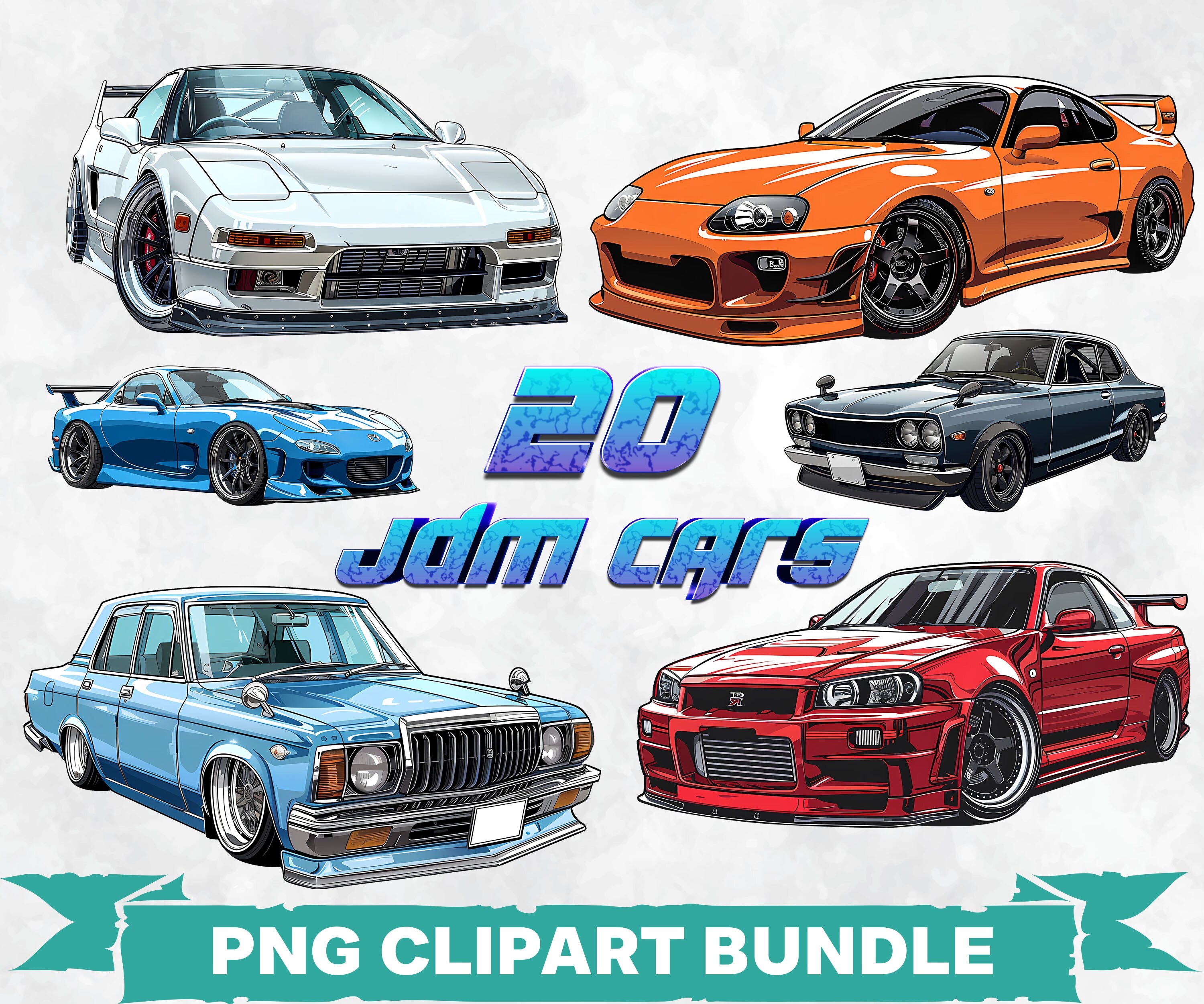 JDM Cars PNG Clipart Bundle Tuner Vehicle Printable Graphics Automotive ...