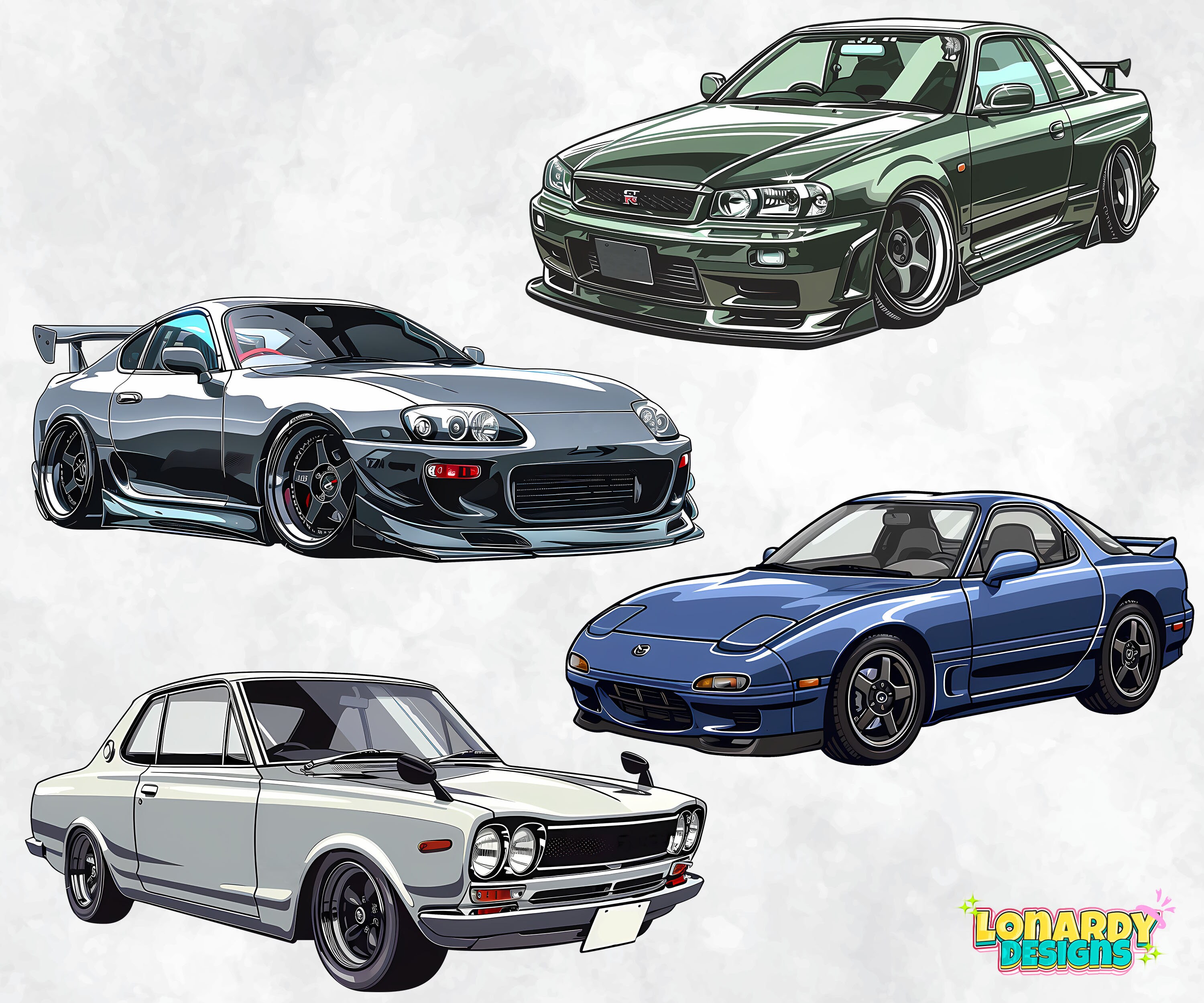 JDM Cars PNG Clipart Bundle Tuner Vehicle Printable Graphics Automotive ...