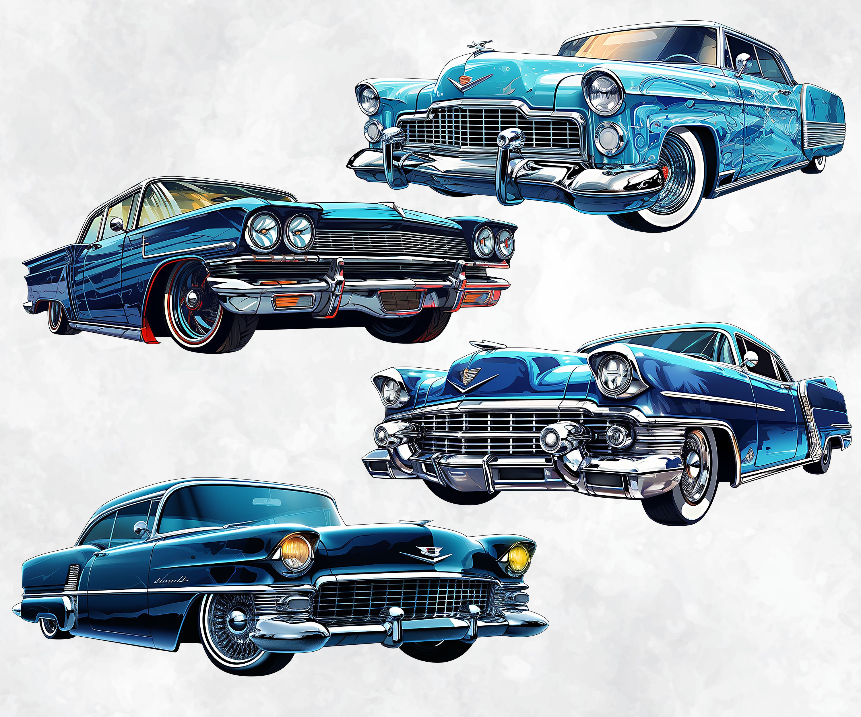 Classic Lowriders Clipart Bundle PNG Custom Vehicle Sublimation Design ...