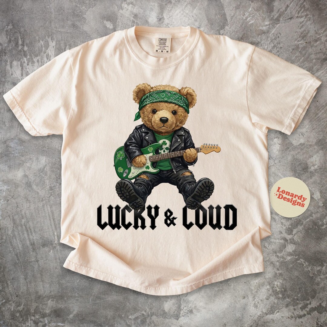 St Patricks Day Rocker Bear PNG, Electric Guitar Sublimation, Lucky and ...
