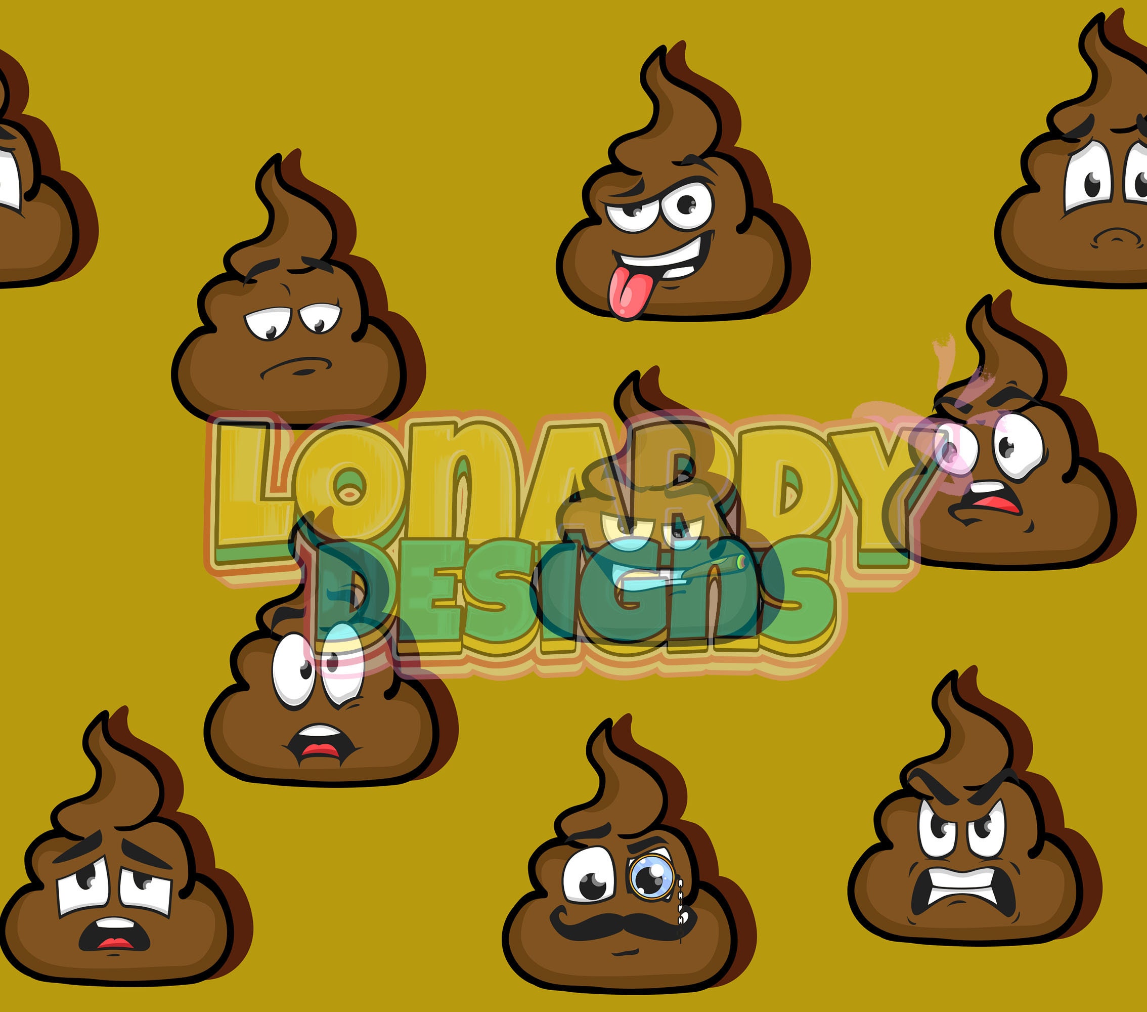 Lustiger Poop Tumbler Wrap PNG Nahtloses Poo Muster Sublimationsdesign ...