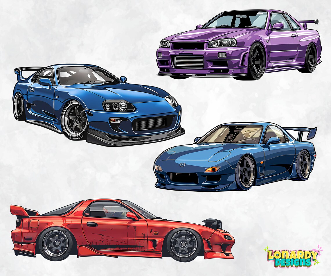 JDM Cars PNG Clipart Bundle Tuner Vehicle Printable Graphics Automotive ...