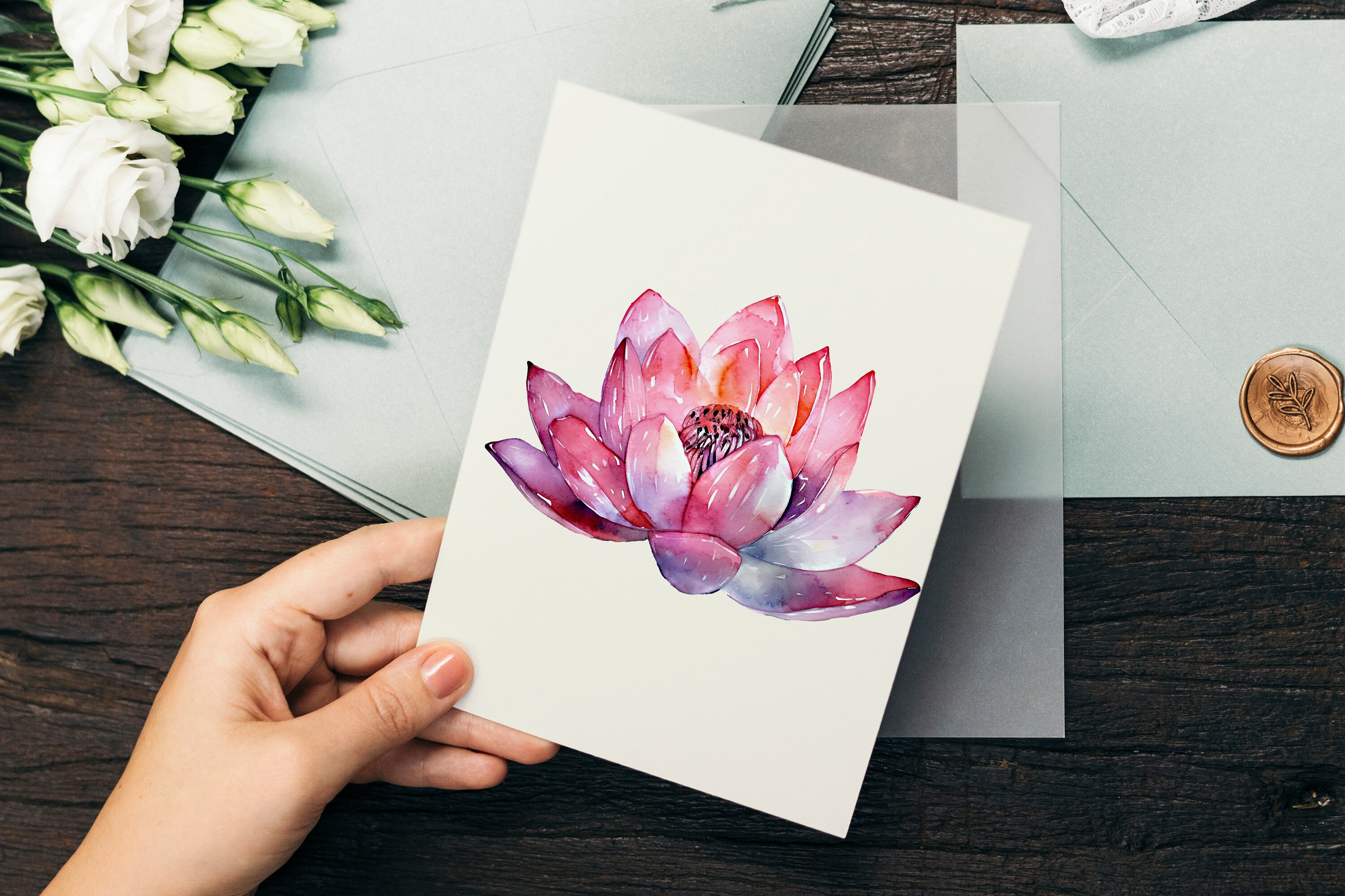 Watercolor Lotus Flower Clipart Bundle Png, Water Lily Printable Image ...