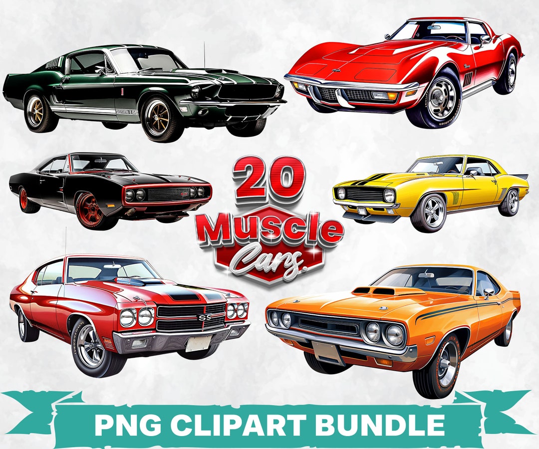 Muscle Cars PNG Clipart Bundle, Popular Retro Car Sublimation Design ...
