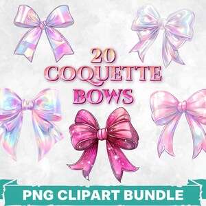 Charming Coquette Bow Clipart Bundle, Elegant Ribbon PNG Graphics, Bow ...
