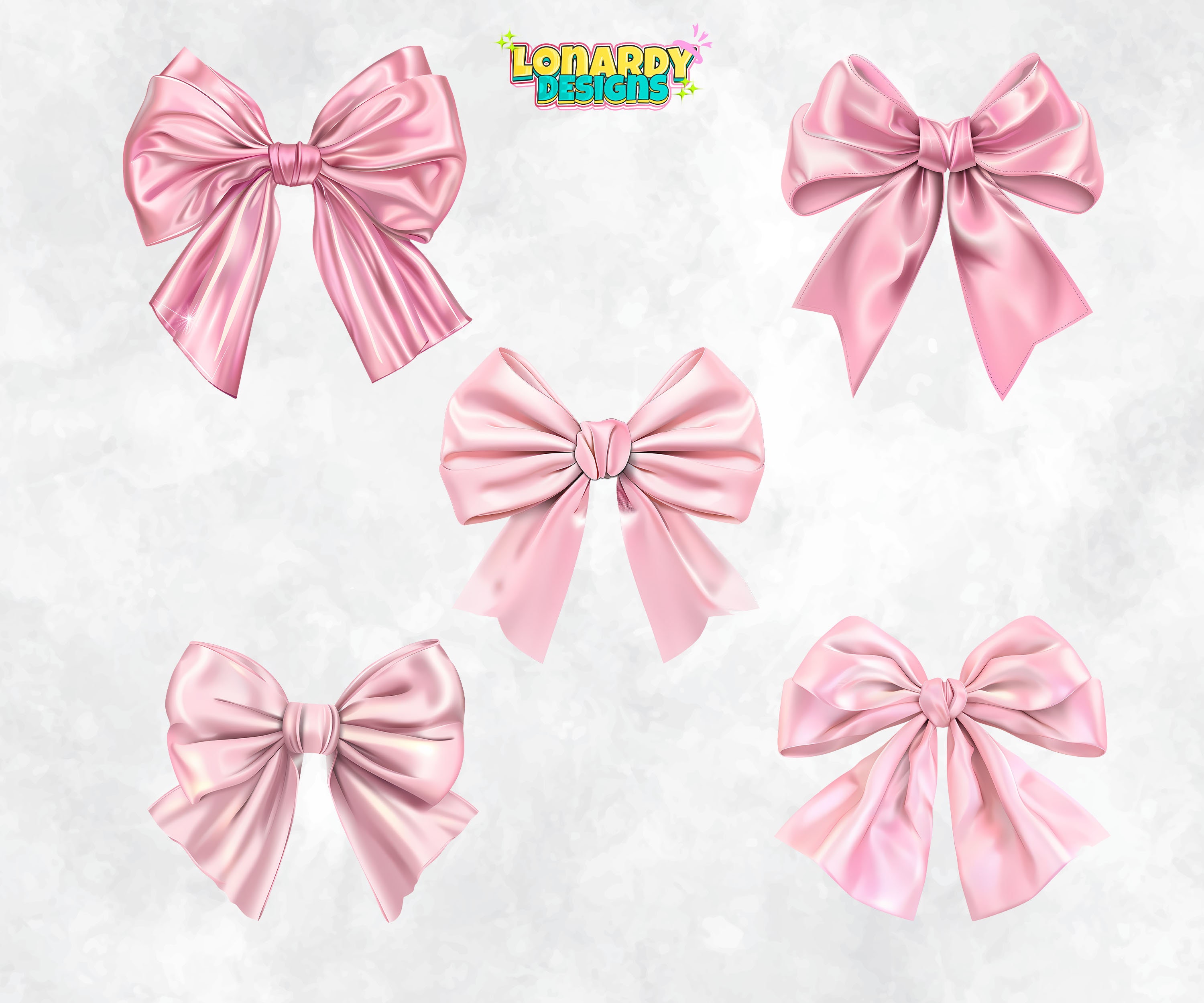 Cute Coquette Bow Clipart Bundle, Elegant Ribbon PNG Graphics, Bow ...