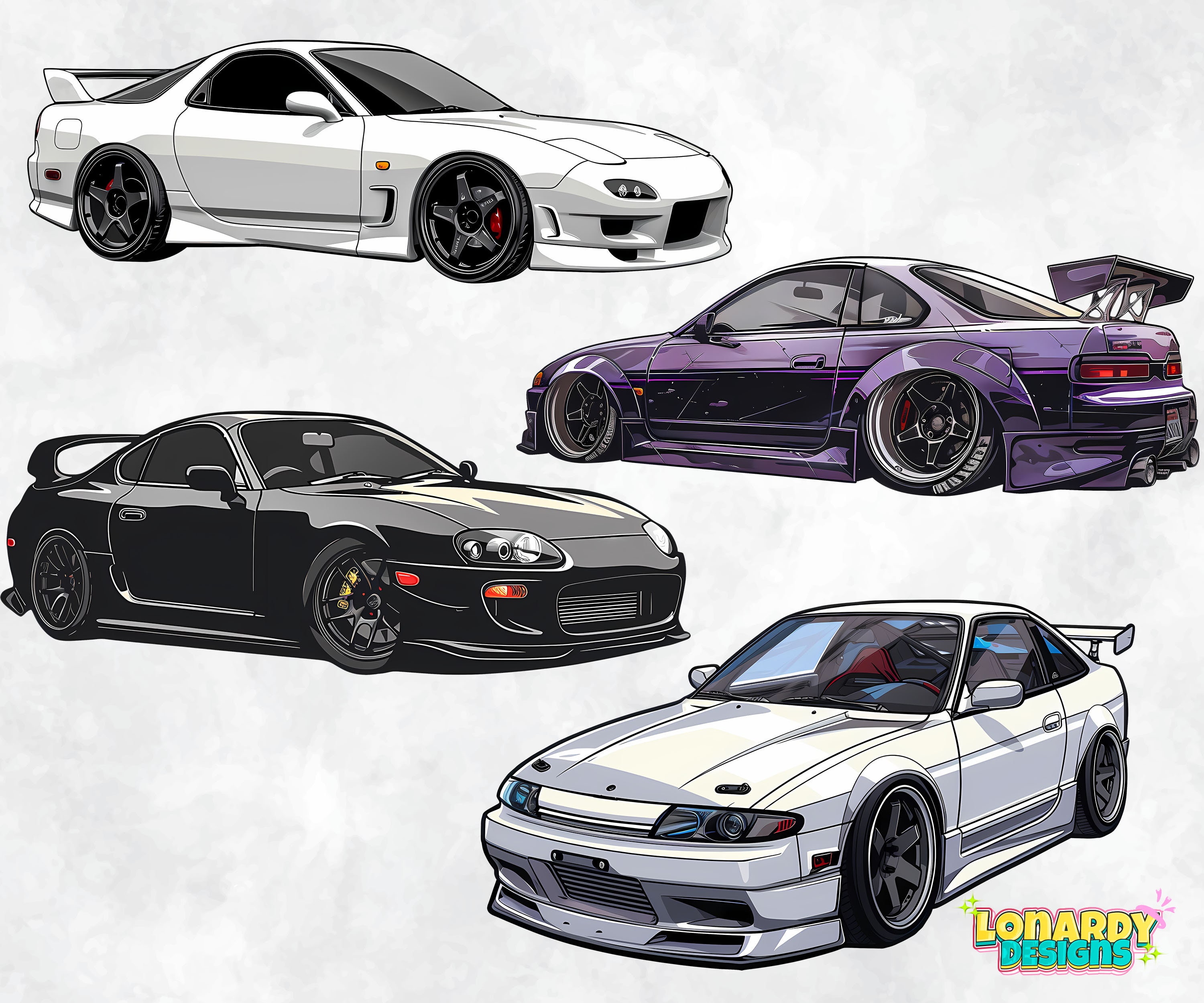 JDM Cars PNG Clipart Bundle Tuner Vehicle Printable Graphics Automotive ...