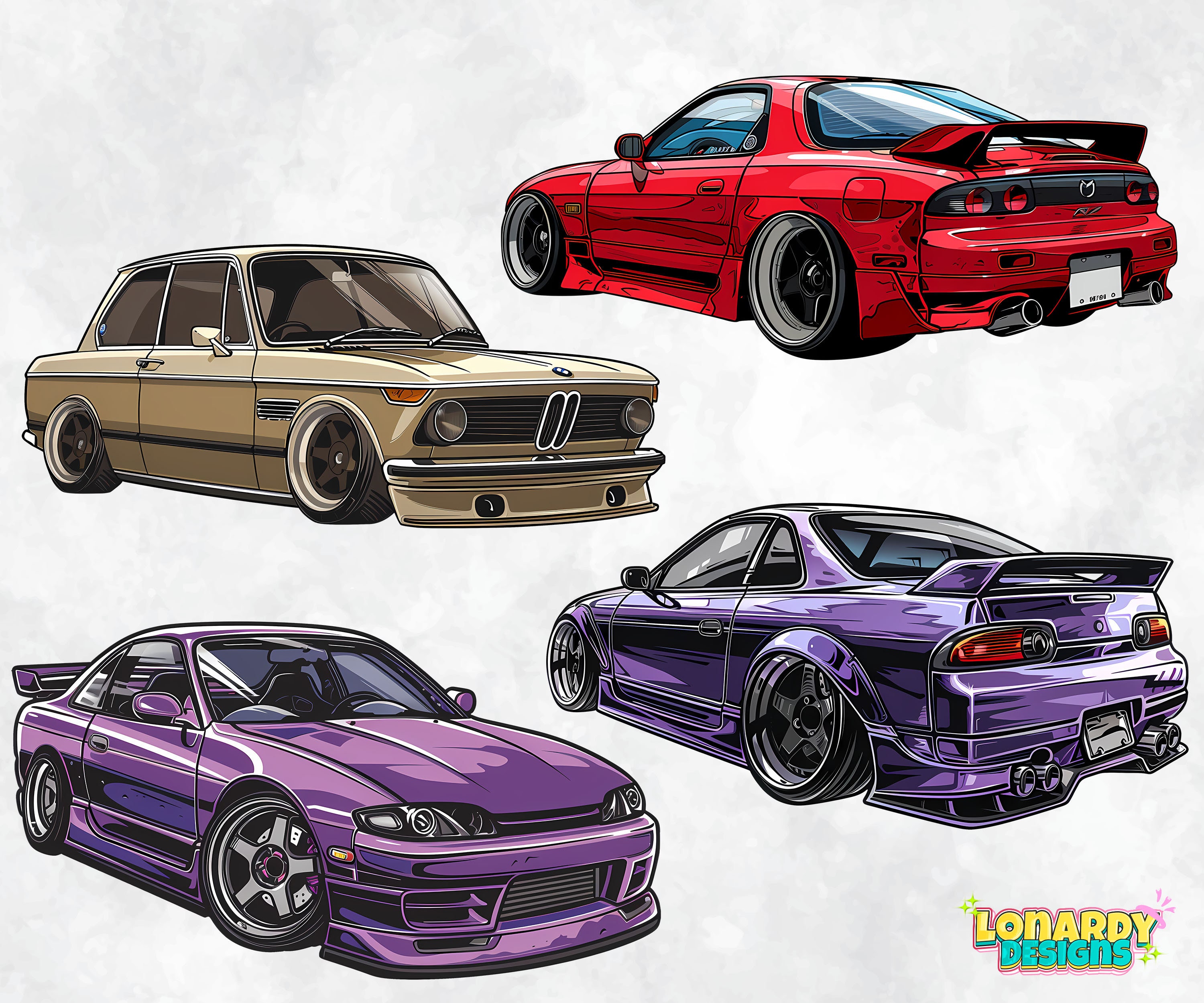 JDM Cars PNG Clipart Bundle Tuner Vehicle Printable Graphics Automotive ...