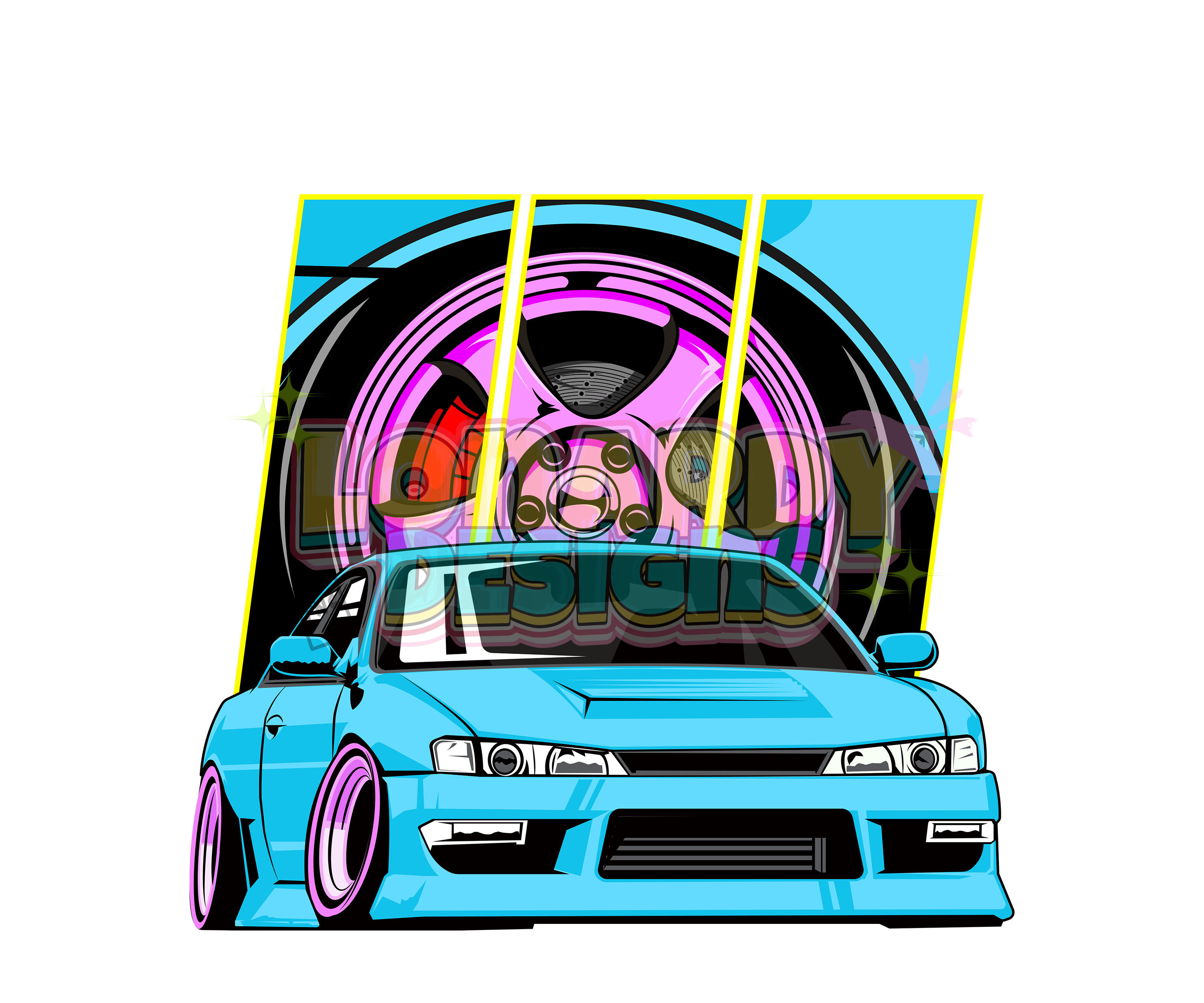 Blue JDM Car PNG Sublimation Design Stanced Japanese Car Print Decal ...