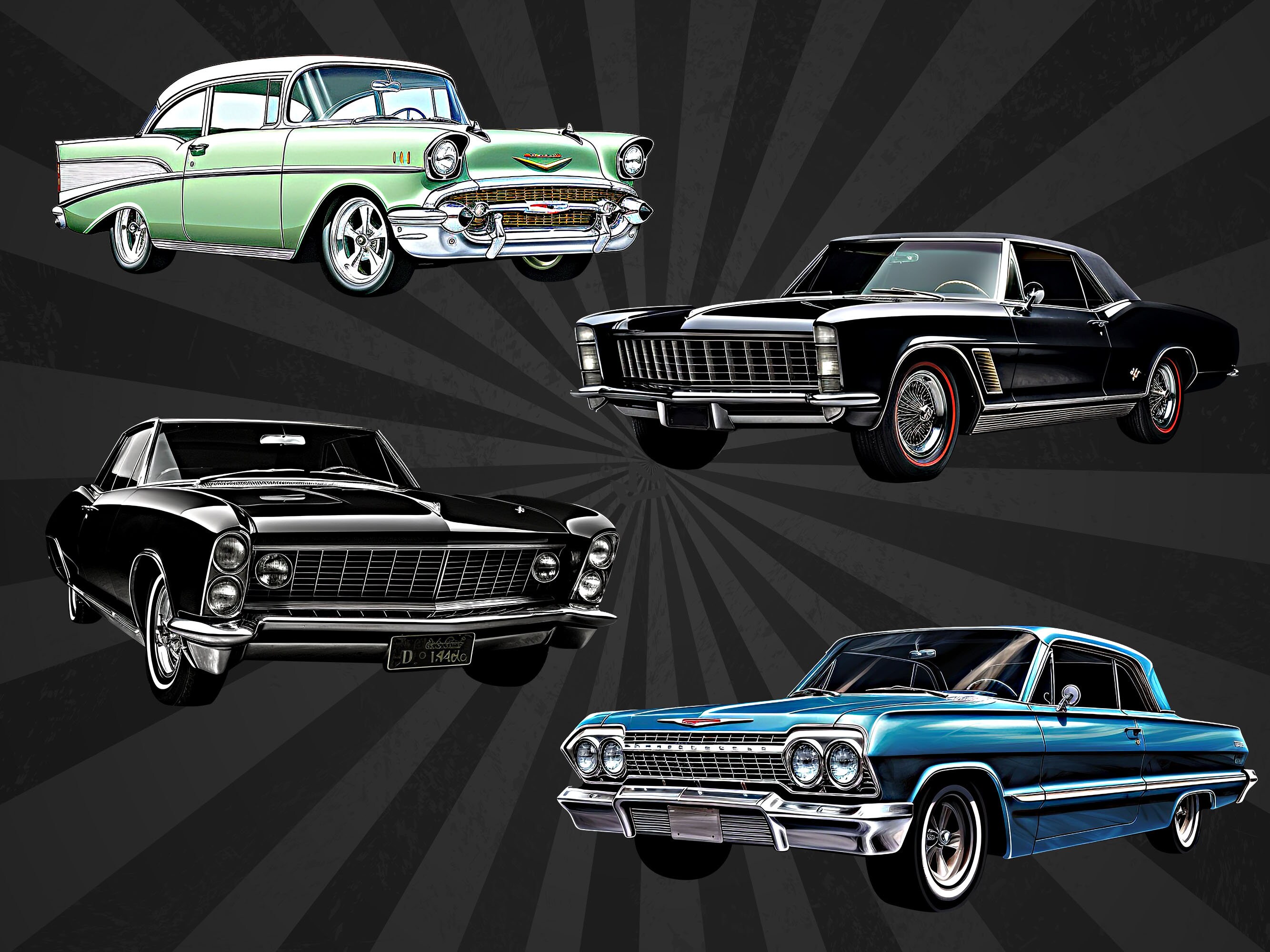Lowrider Car PNG Clipart Bundle, Classic Muscle Car Sublimation Design ...