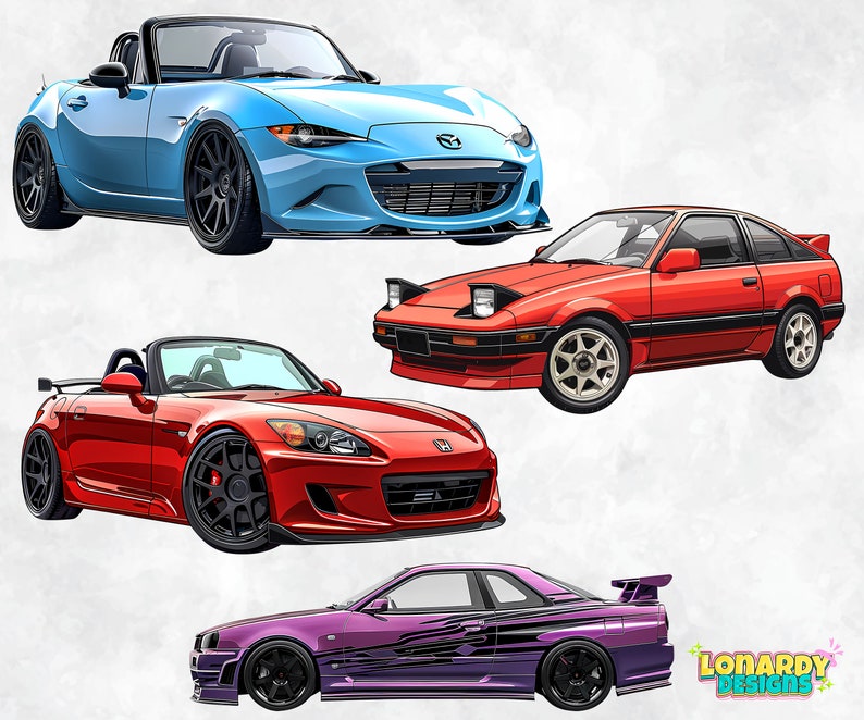 JDM Cars PNG Clipart Bundle Tuner Vehicle Printable Graphics Automotive ...