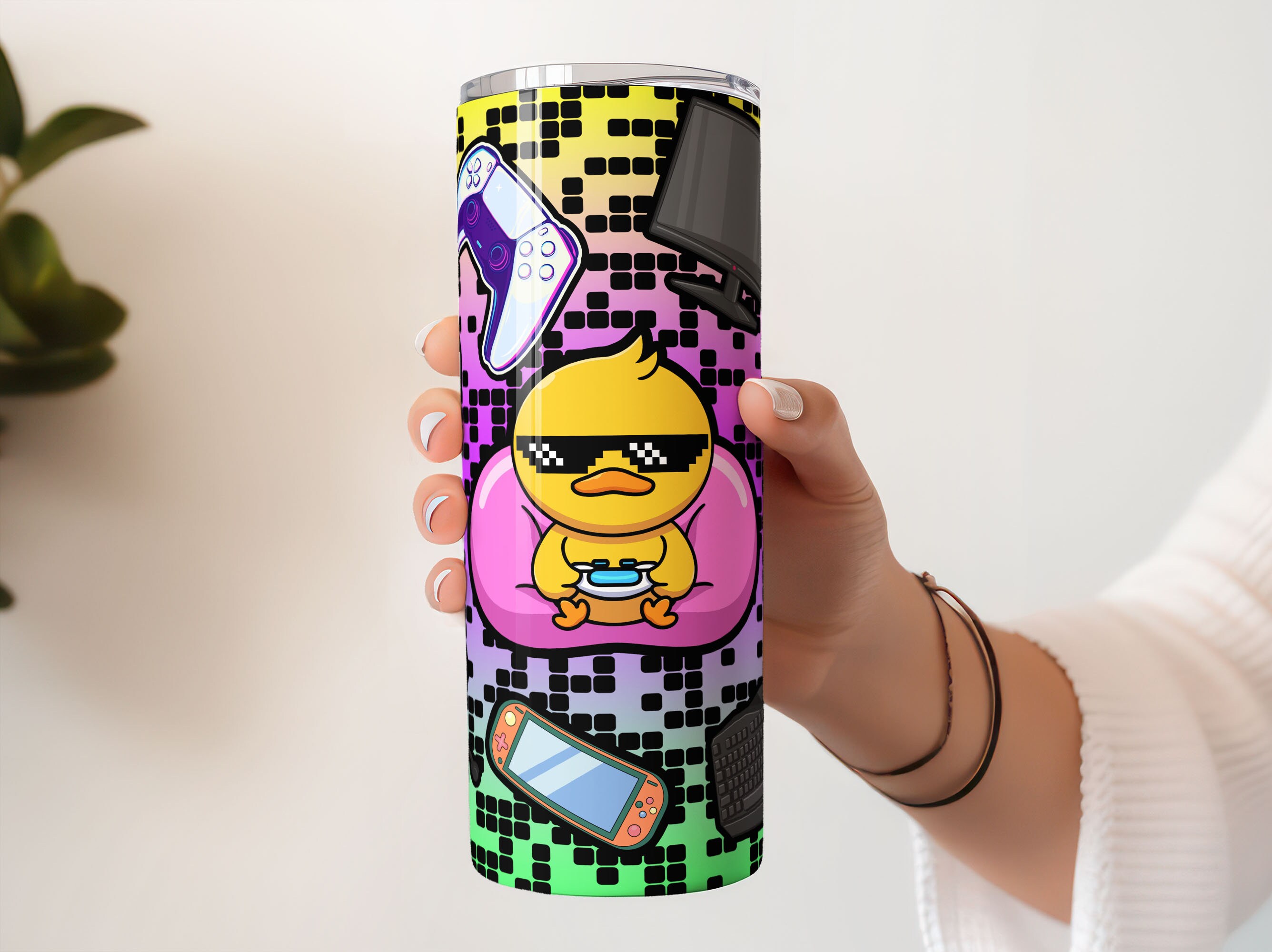 Gamer Duck Tumbler Wrap PNG Gaming Accessories Sublimation Design Game ...