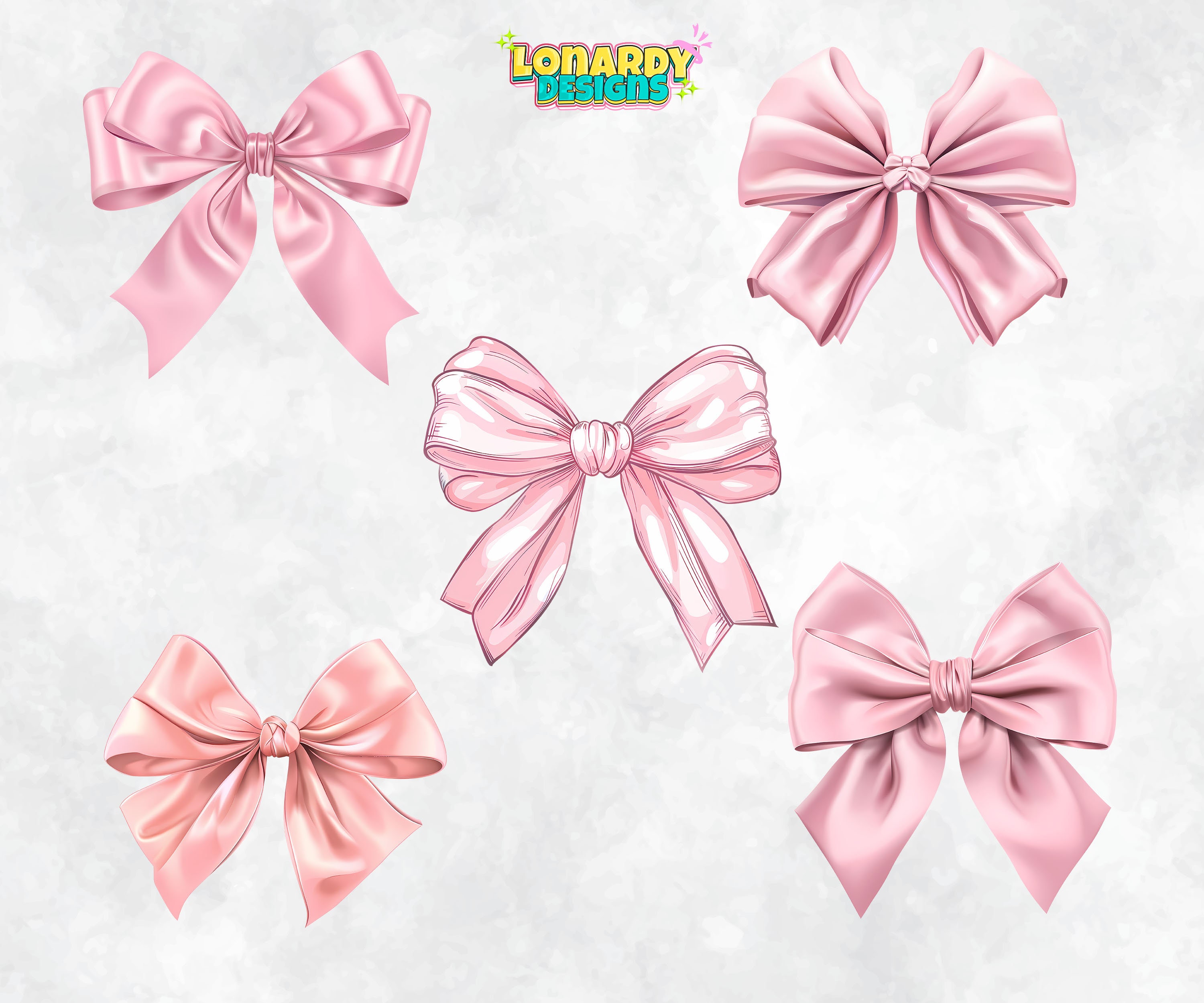 Cute Coquette Bow Clipart Bundle, Elegant Ribbon PNG Graphics, Bow ...
