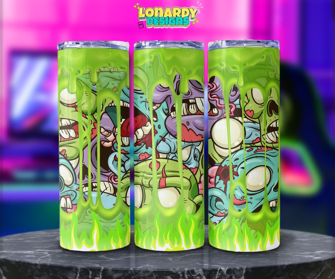 Cartoon Zombies PNG Tumbler Wrap Horror Zombie Sublimation Design Slime ...