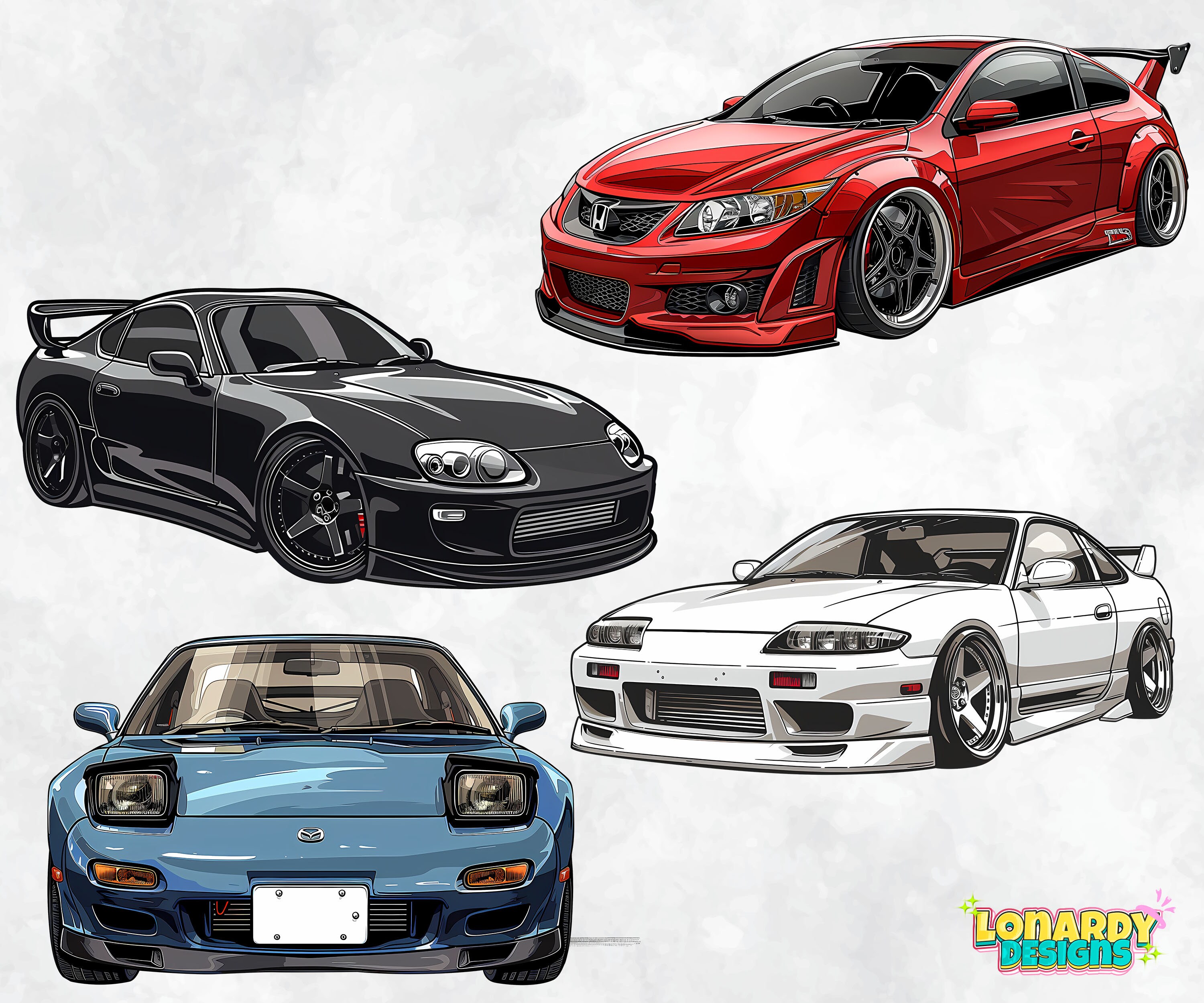 JDM Cars PNG Clipart Bundle Tuner Vehicle Printable Graphics Automotive ...