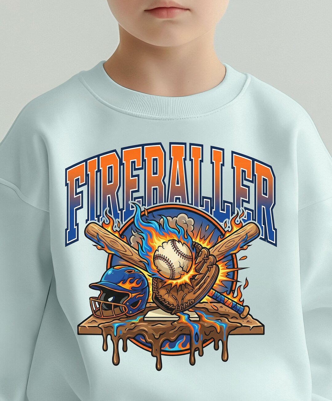 Fireballer Baseball PNG, Flaming Pitch Sublimation, Boys Sports Shirt ...