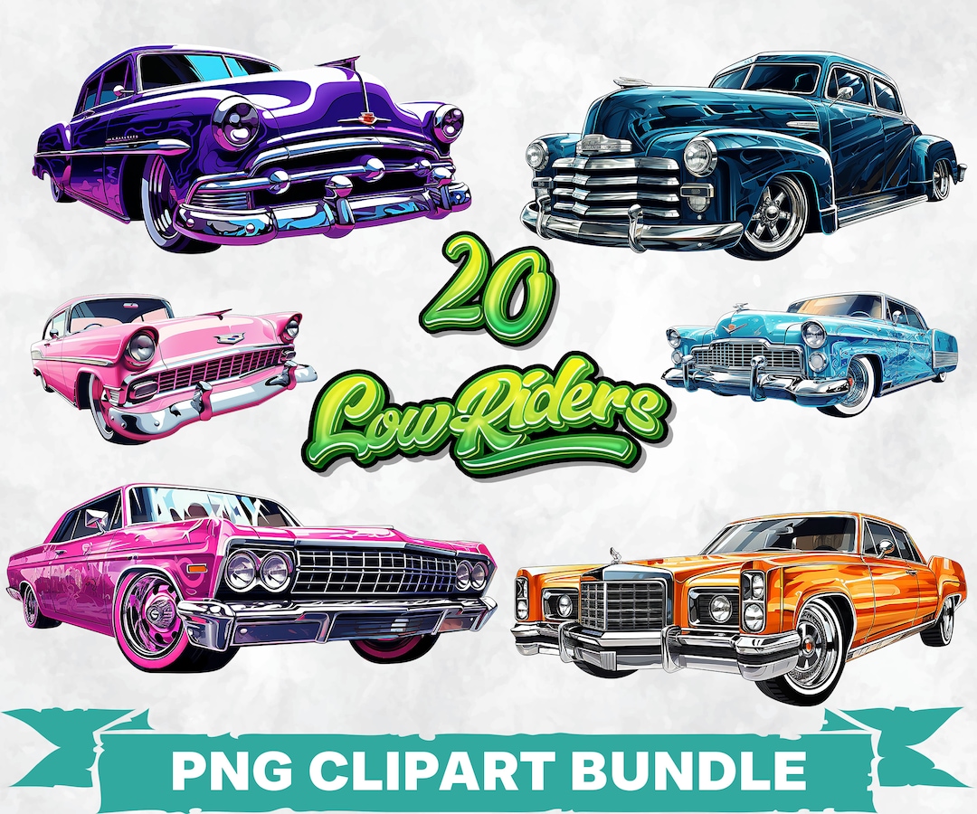 Classic Lowriders Clipart Bundle PNG Custom Vehicle Sublimation Design ...