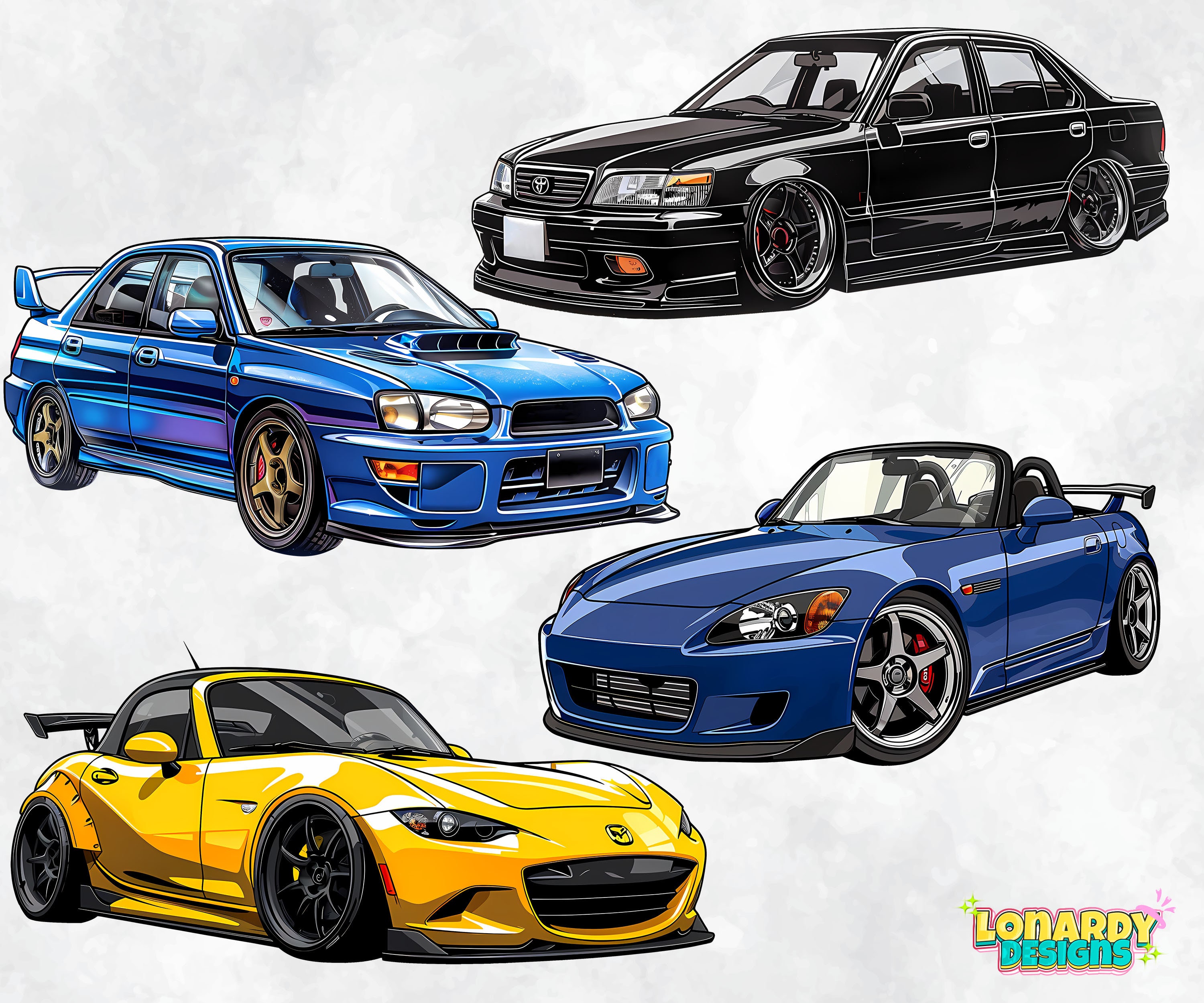 JDM Cars PNG Clipart Bundle Tuner Vehicle Printable Graphics Automotive ...