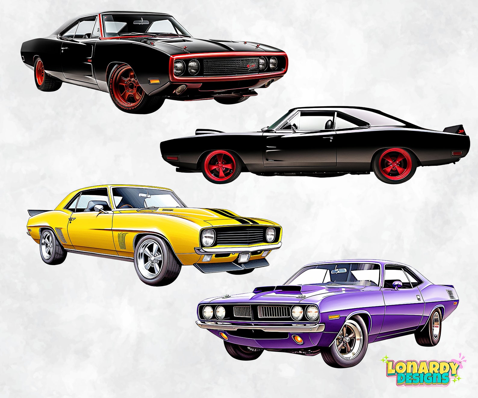 Muscle Cars PNG Clipart Bundle, Popular Retro Car Sublimation Design ...