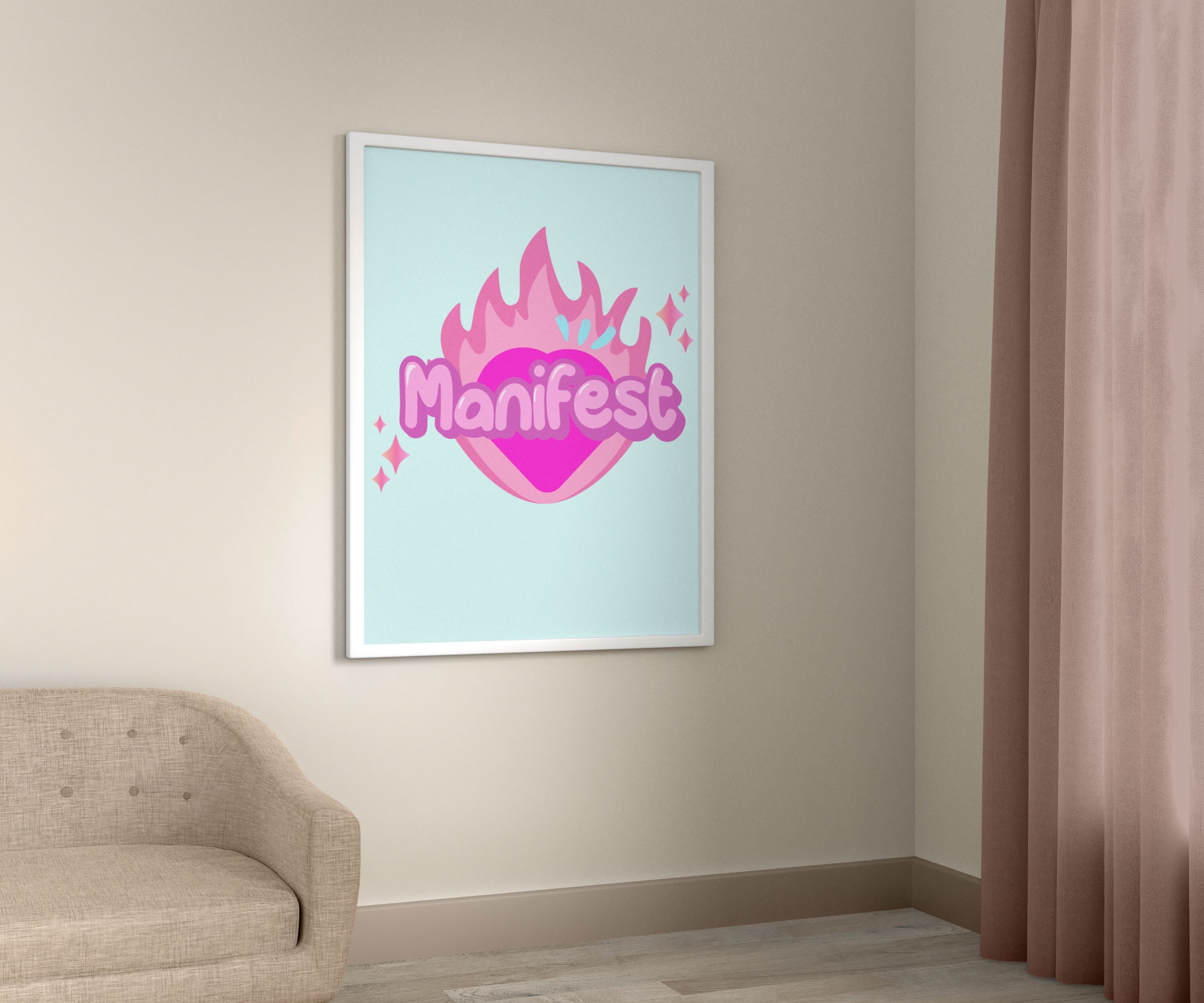 Pink Manifest PNG Positive Affirmations Sublimation Design Heart on ...