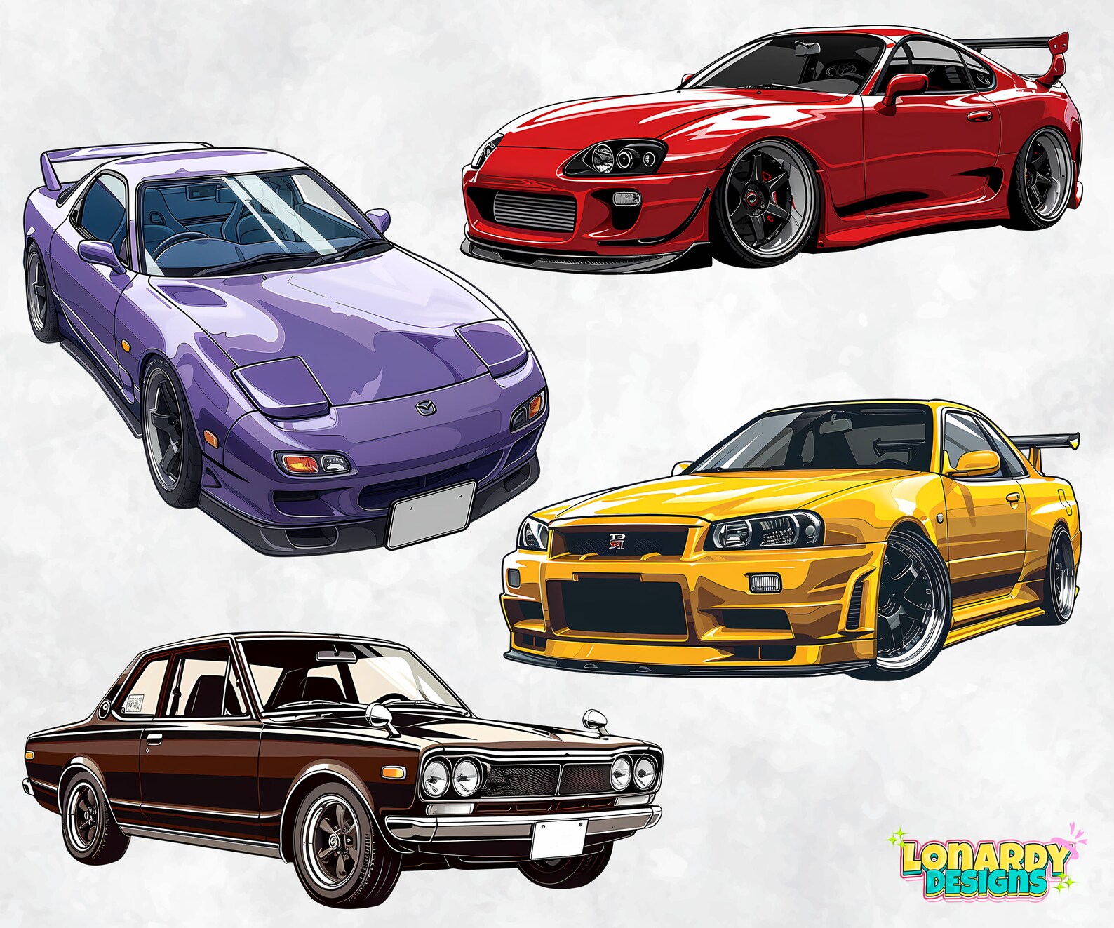 JDM Cars PNG Clipart Bundle Tuner Vehicle Printable Graphics Automotive ...