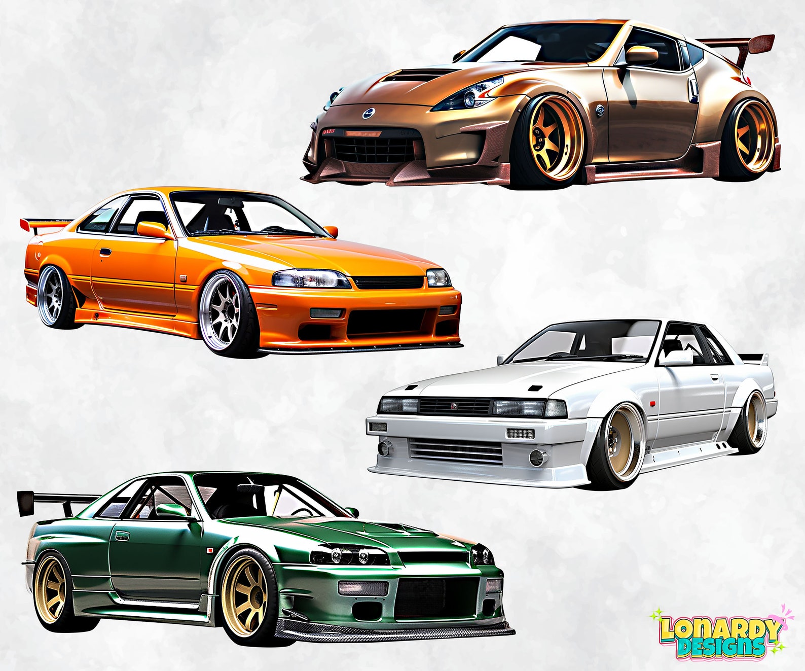 JDM Cars PNG Clipart Bundle, Import Vehicle Printable Graphics, Tuner ...