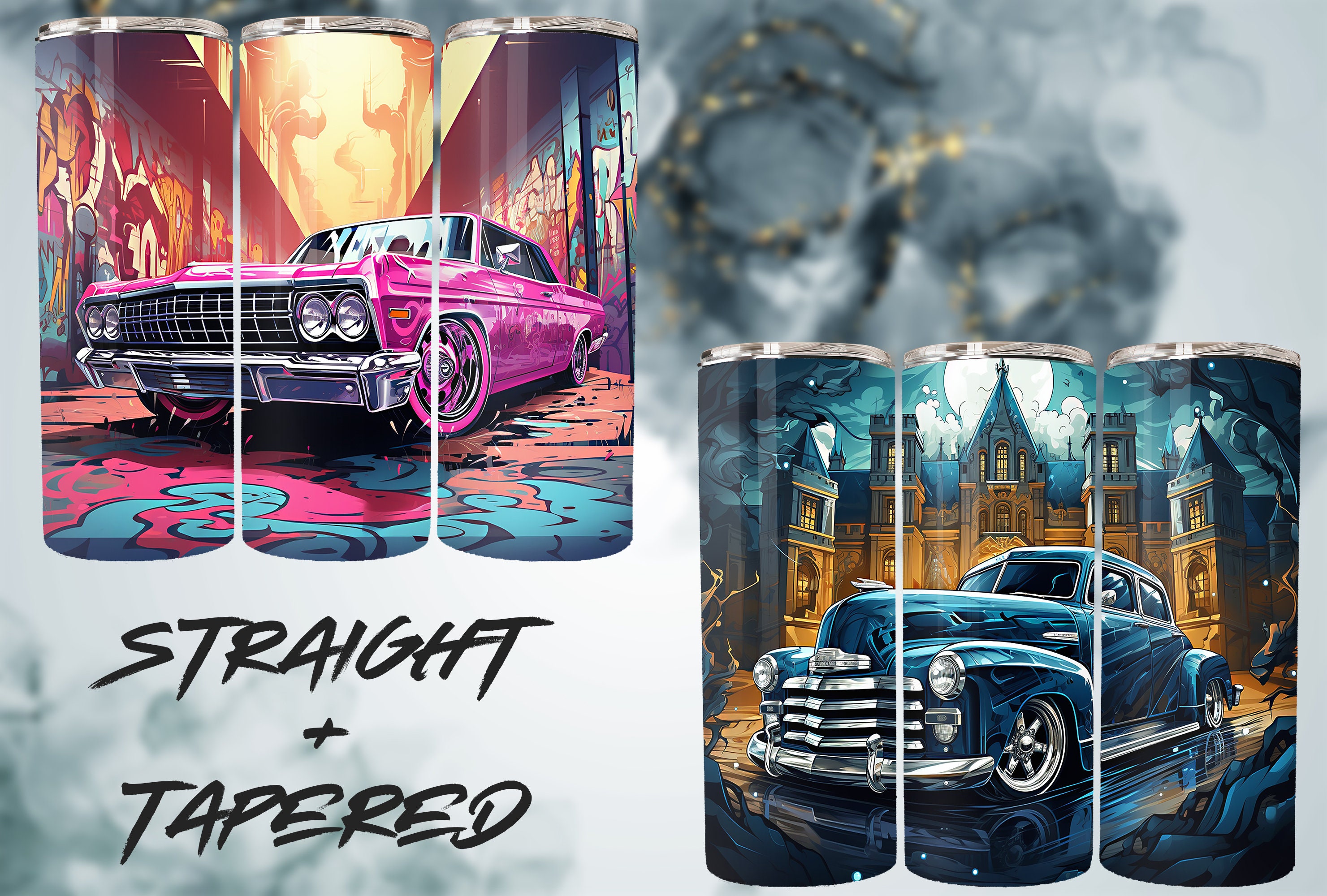 Classic Lowrider Tumbler Wrap Png Bundle, Muscle Car Sublimation Design ...
