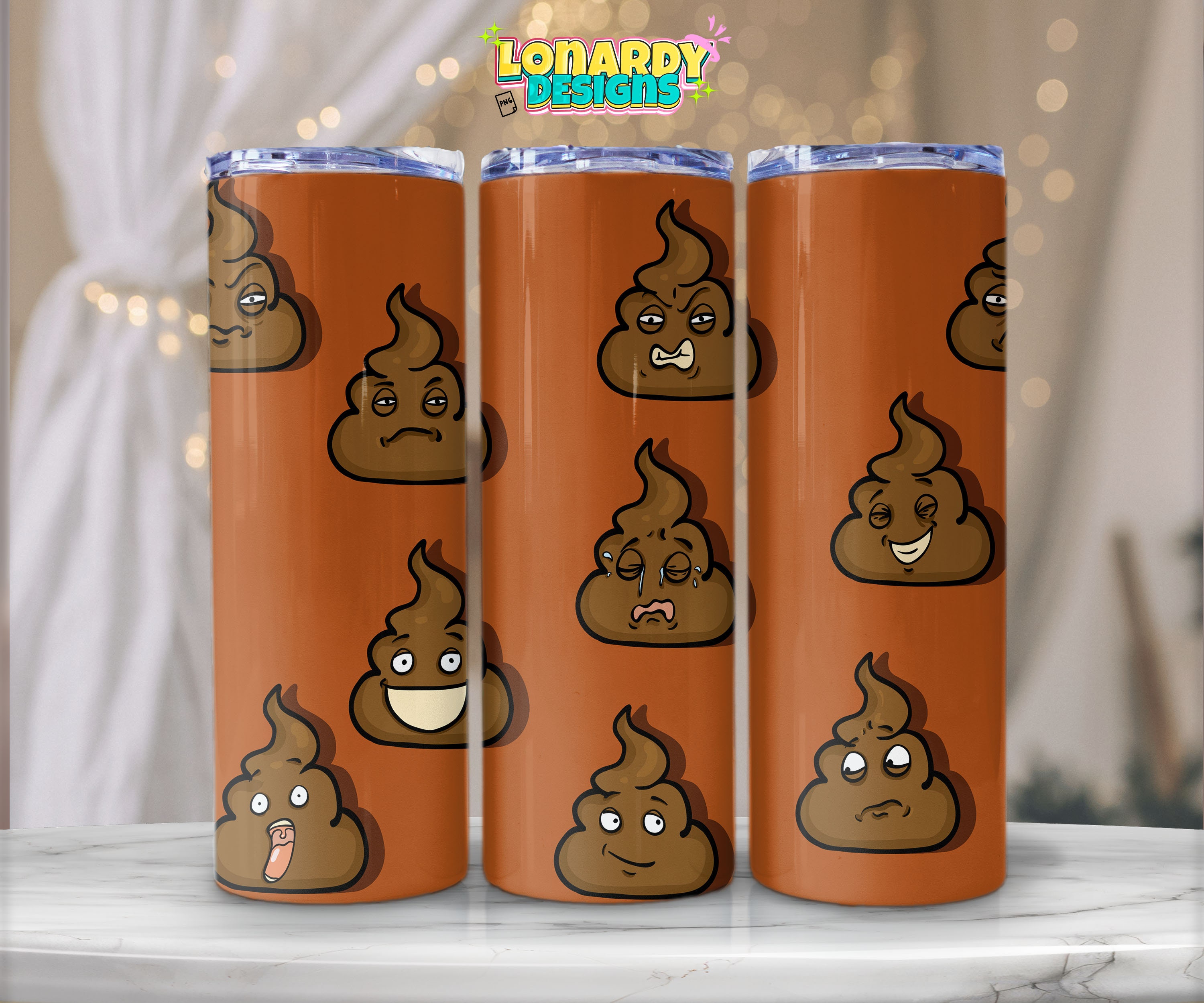 Funny Poop Emoji Tumbler Wrap PNG, 20 Oz Skinny Tumbler Sublimation ...