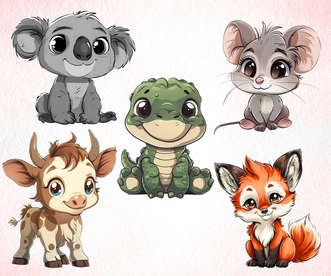 Cute Animals Clipart Bundle PNG Kids Animal Clipart Pack Cartoon ...