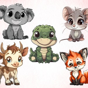 Cute Animals Clipart Bundle PNG Kids Animal Clipart Pack Cartoon ...