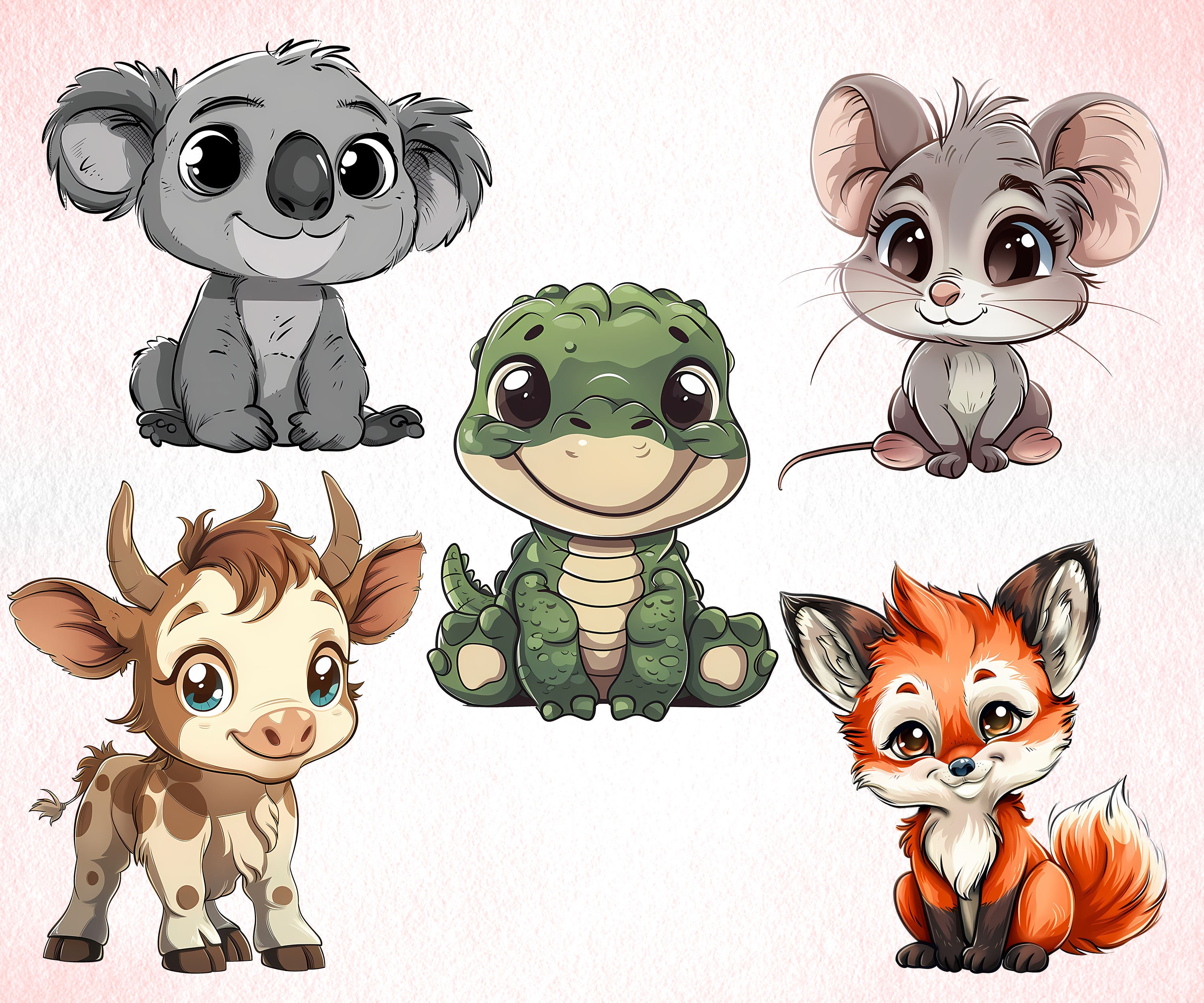 Cute Animals Clipart Bundle PNG Kids Animal Clipart Pack Cartoon ...