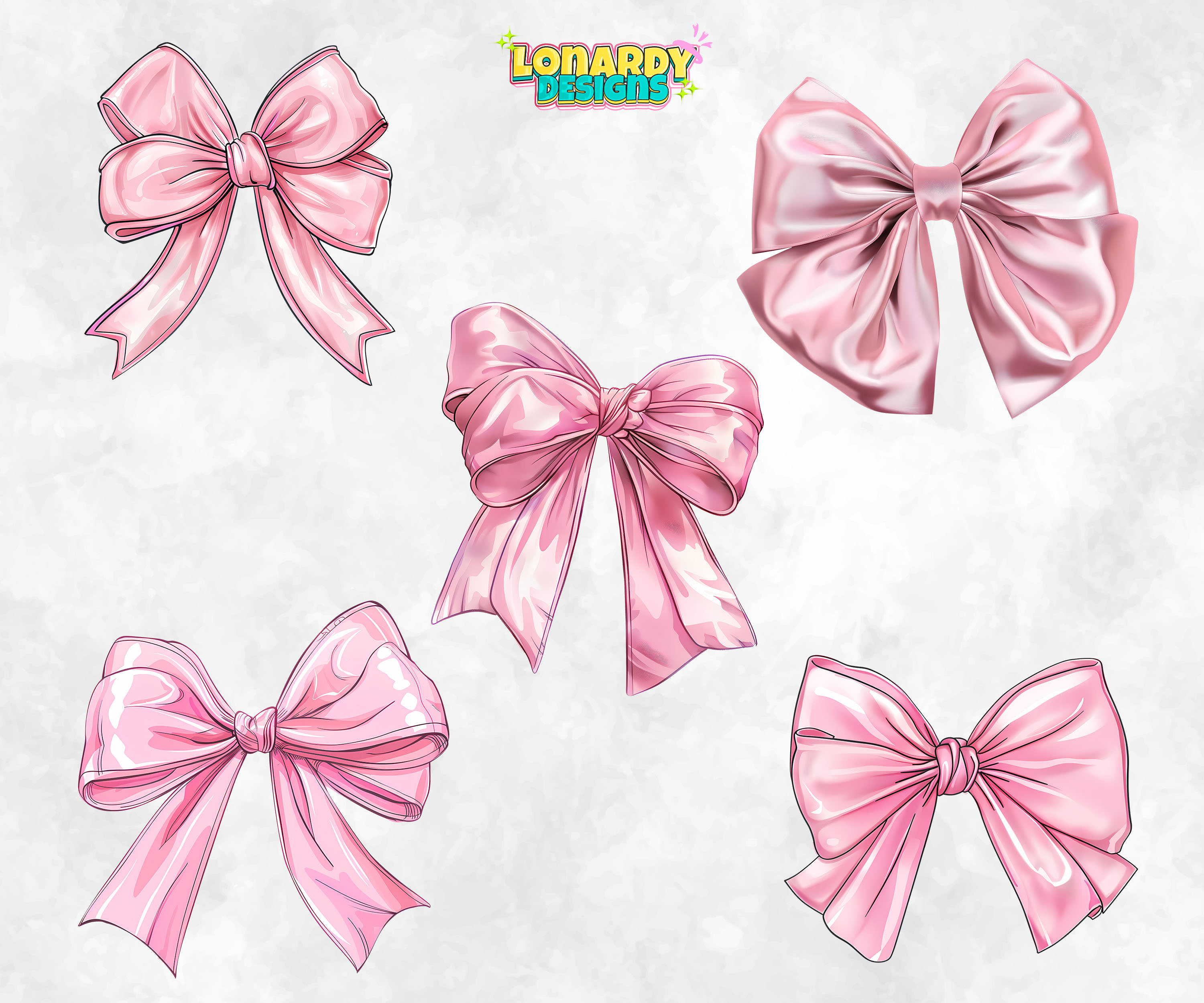Cute Coquette Bow Clipart Bundle, Elegant Ribbon PNG Graphics, Bow ...
