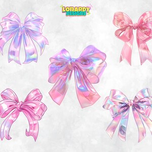 Charming Coquette Bow Clipart Bundle, Elegant Ribbon PNG Graphics, Bow ...