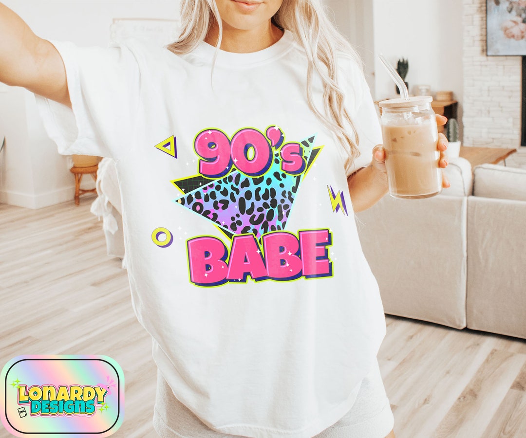 Retro 90's Babe PNG Vibrant Leopard Print Sublimation Design Nostalgic ...