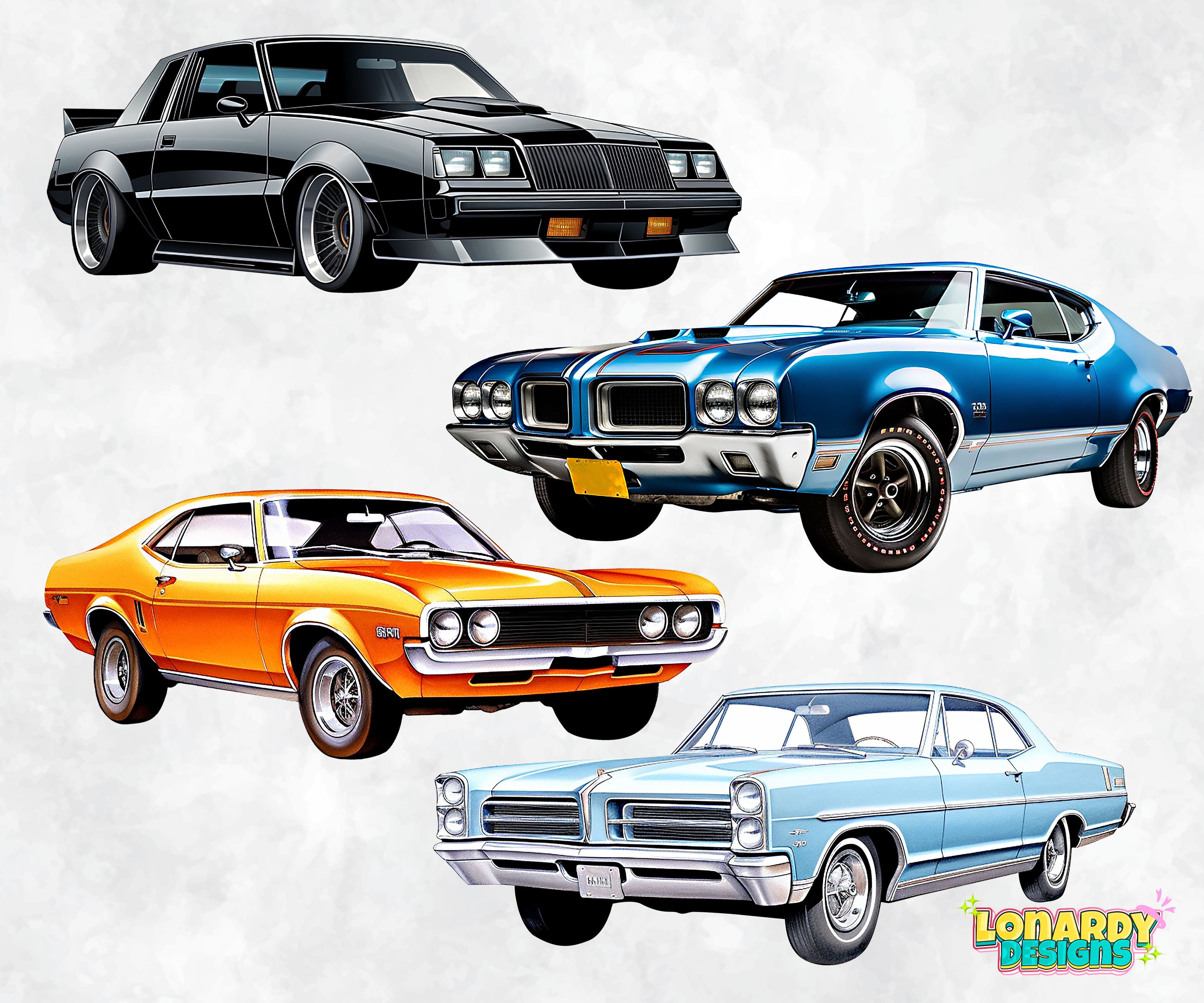Paquete de imágenes prediseñadas PNG de Muscle Cars, gráficos populares ...