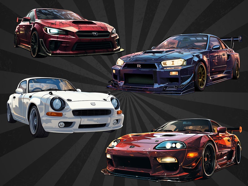 JDM Cars PNG Clipart Bundle , Japanese Tuner Car Graphics, Stance ...