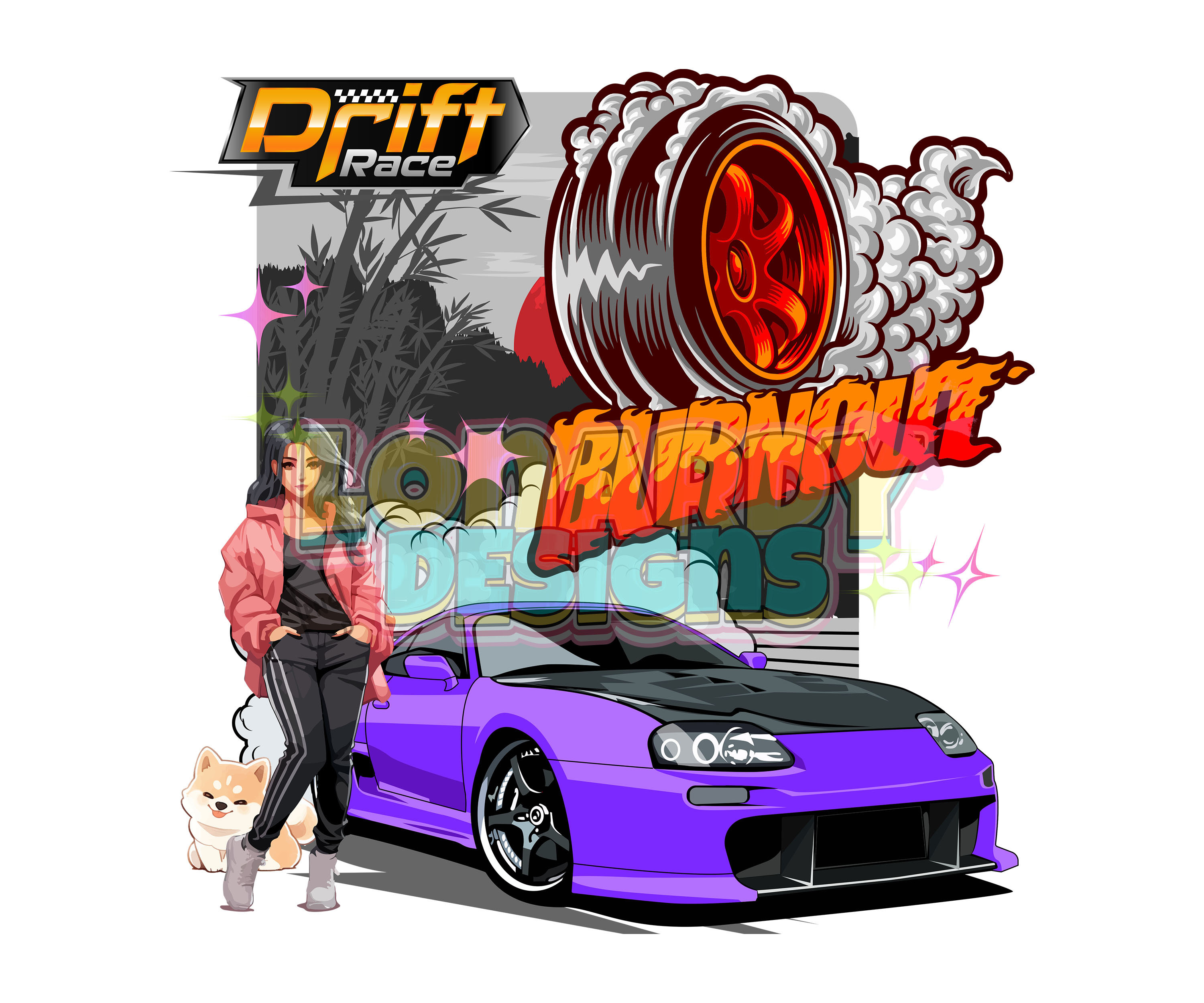 Drift JDM Car PNG Sublimation Design Japanese Tuner Print DTF Burnout ...