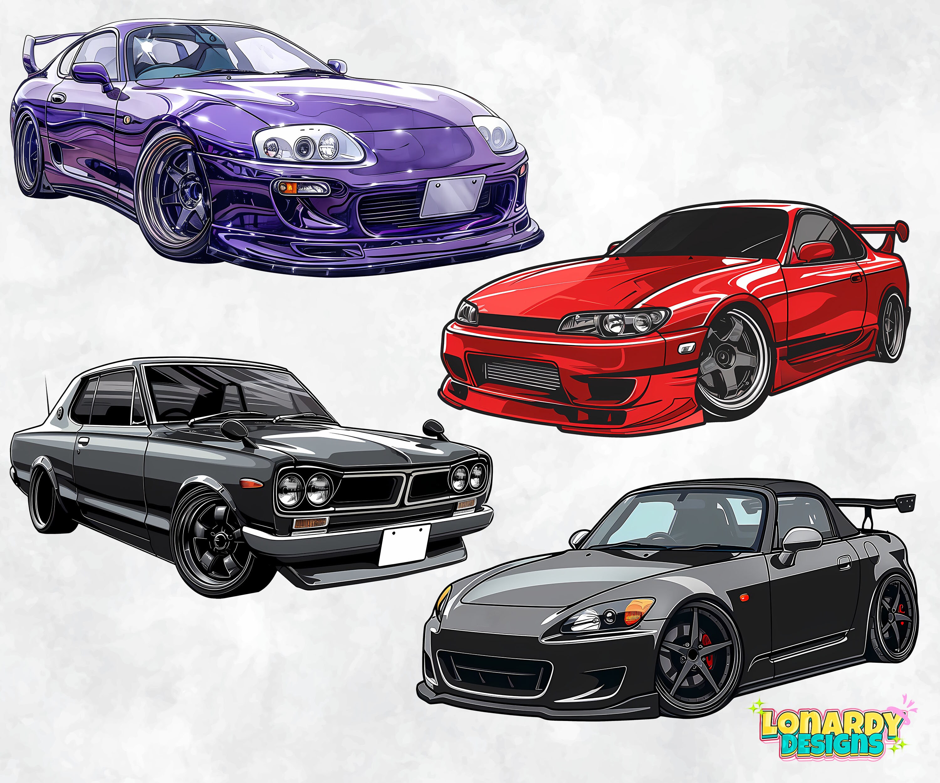 JDM Cars PNG Clipart Bundle Tuner Vehicle Printable Graphics Automotive ...