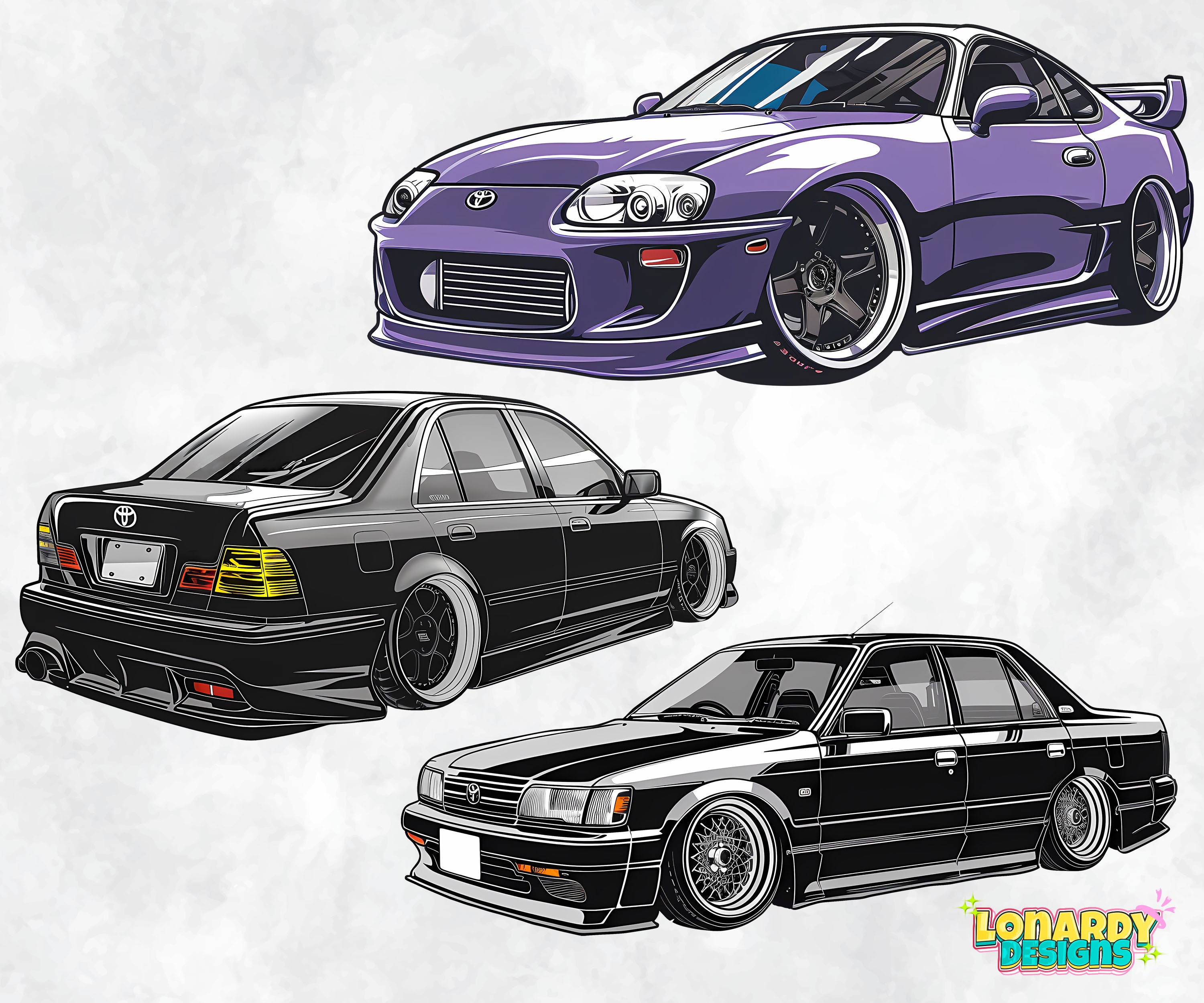 JDM Cars PNG Clipart Bundle Tuner Vehicle Printable Graphics Automotive ...