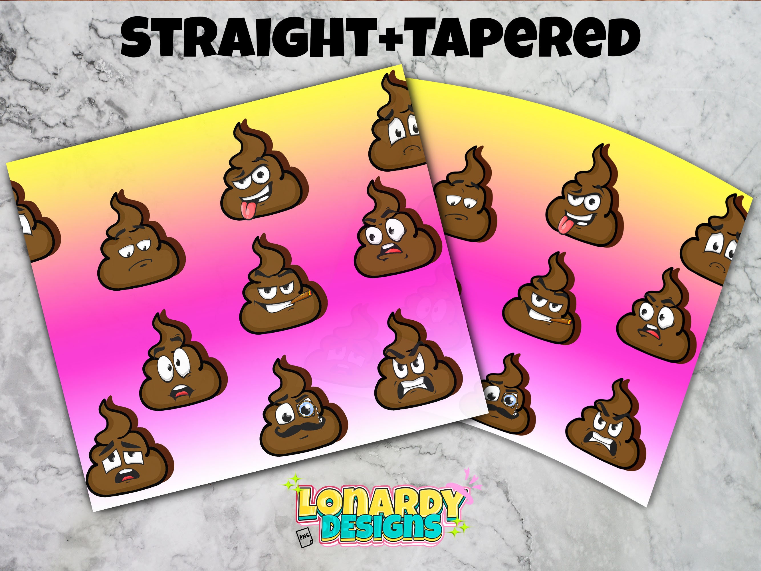 Funny Poop Tumbler Wrap PNG Seamless Poo Pattern Sublimation Design 20oz Cartoon Emoji ...