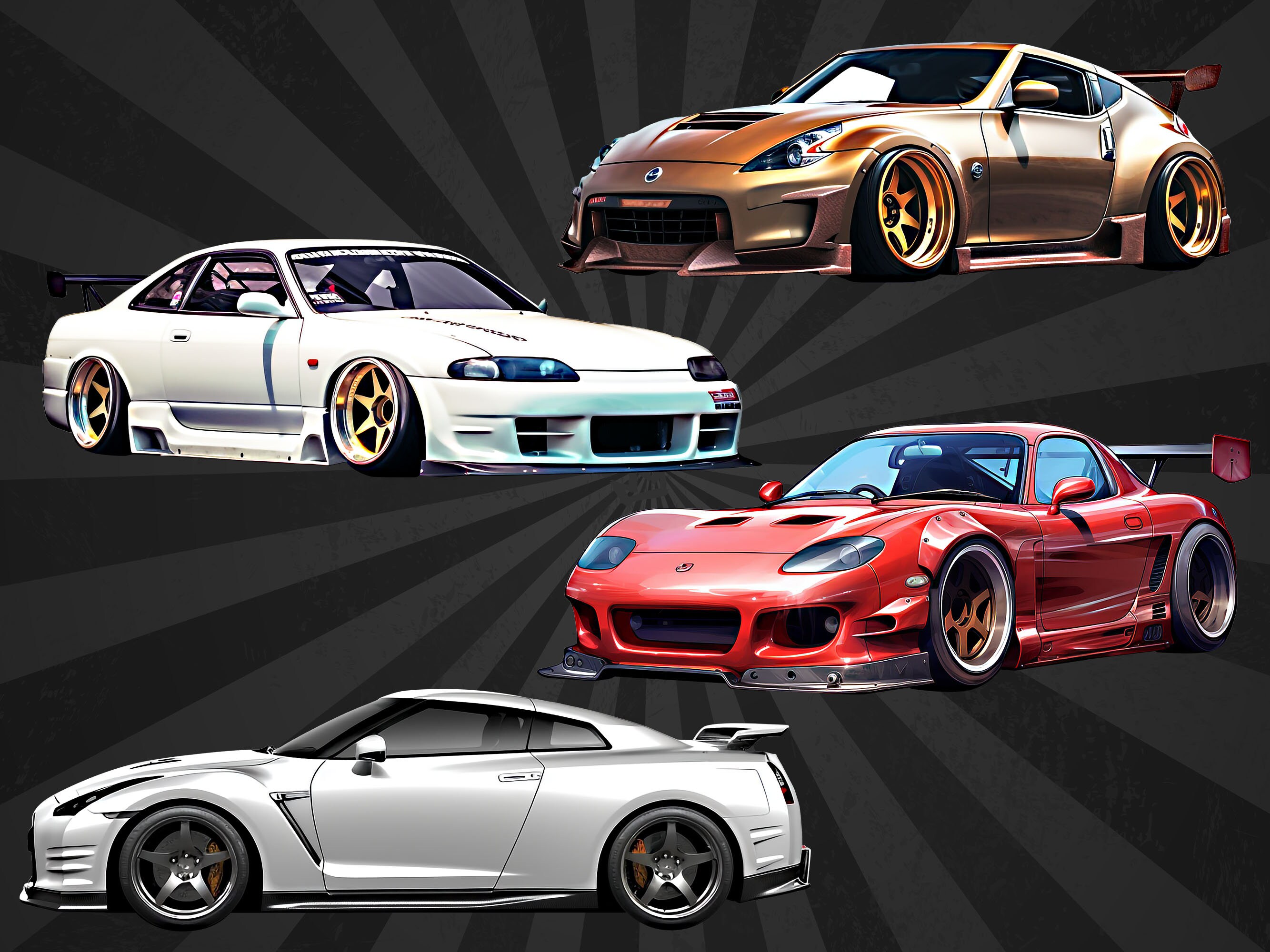 JDM Cars PNG Clipart Bundle , Japanese Tuner Car Graphics, Stance ...
