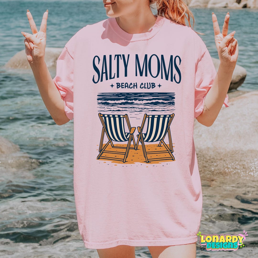 Salty Moms Beach Club PNG, Summer Beach Mom Sublimation, Trendy Beach ...