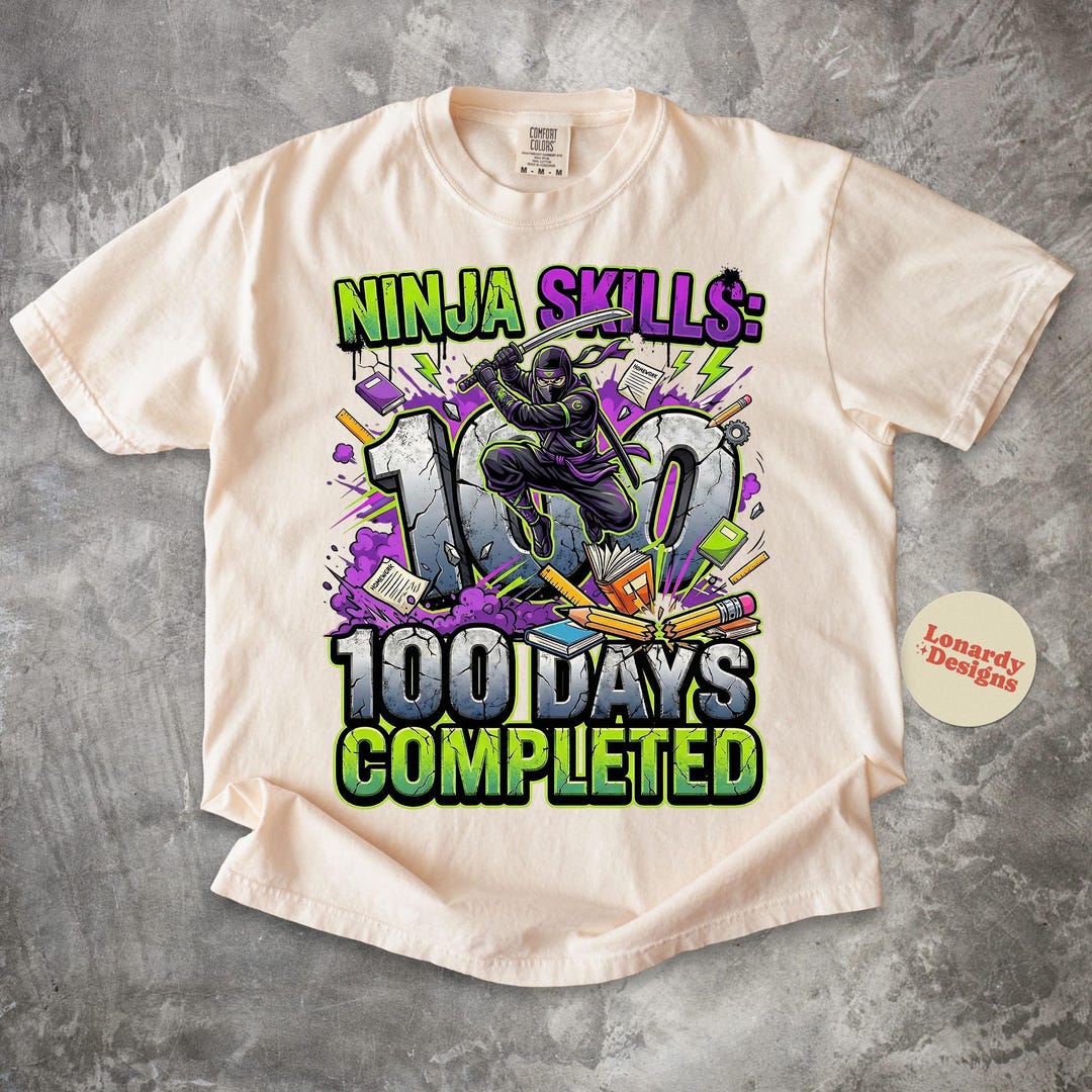 100 Days of School PNG, Ninja Sublimation, Cool Boy Shirt, Karate ...