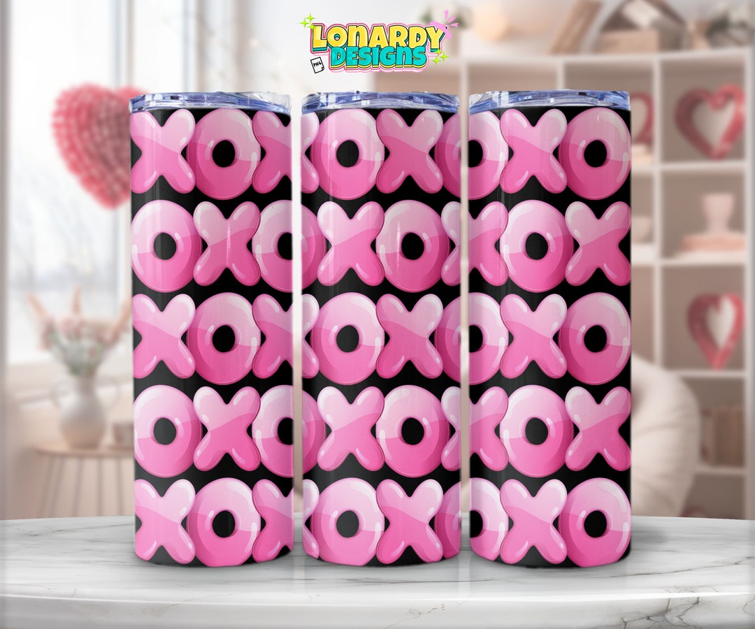 Pink Bubbly XOXO Tumbler Wrap PNG Cute Valentine's Day Sublimation ...