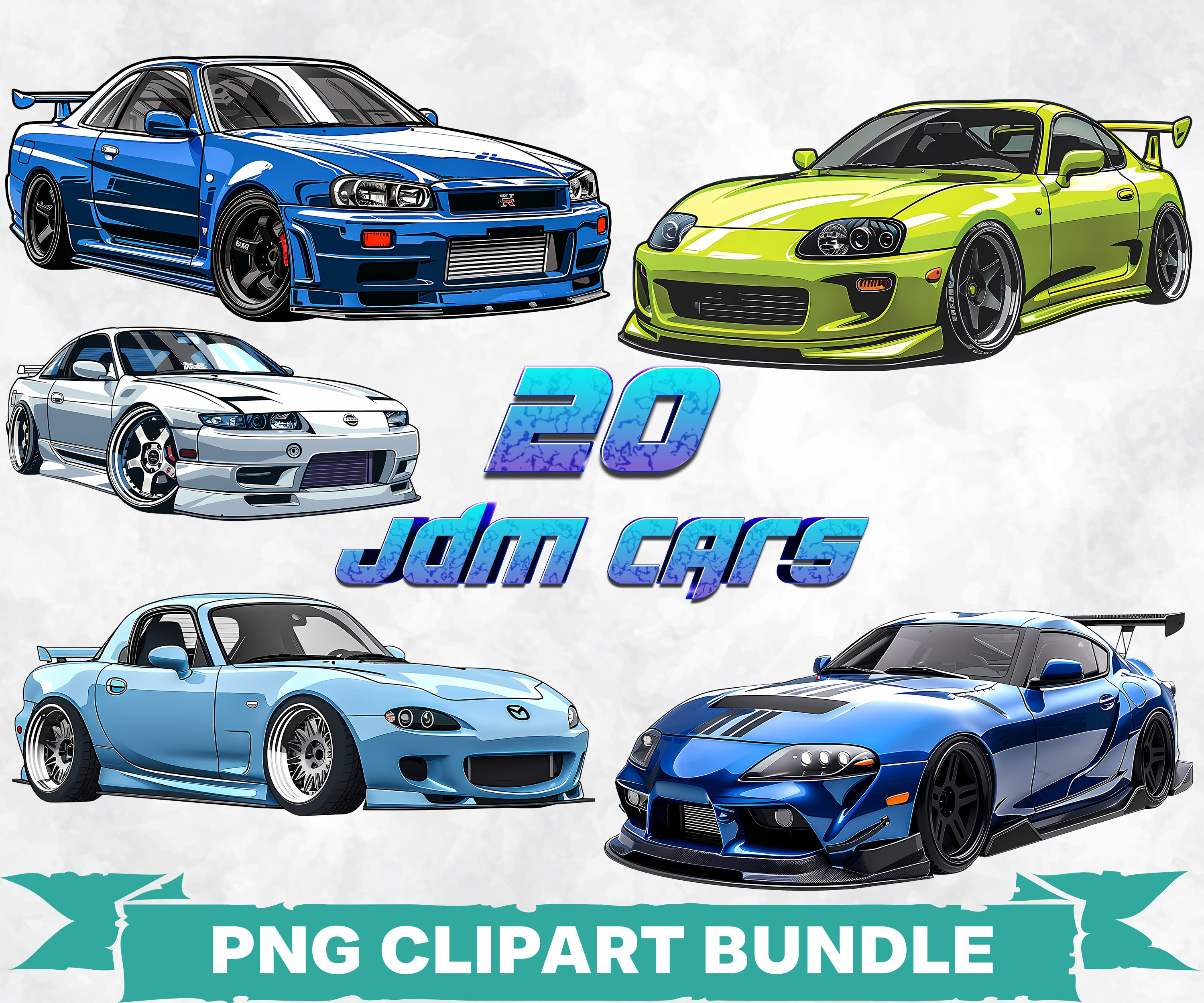 JDM Cars PNG Clipart Bundle Tuner Vehicle Printable Graphics Automotive ...