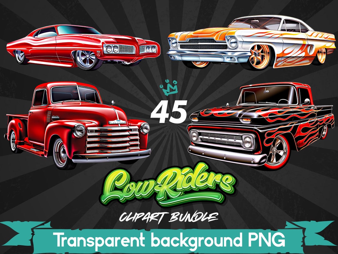 Lowrider Car PNG Clipart Bundle, Classic Muscle Car Sublimation Design ...